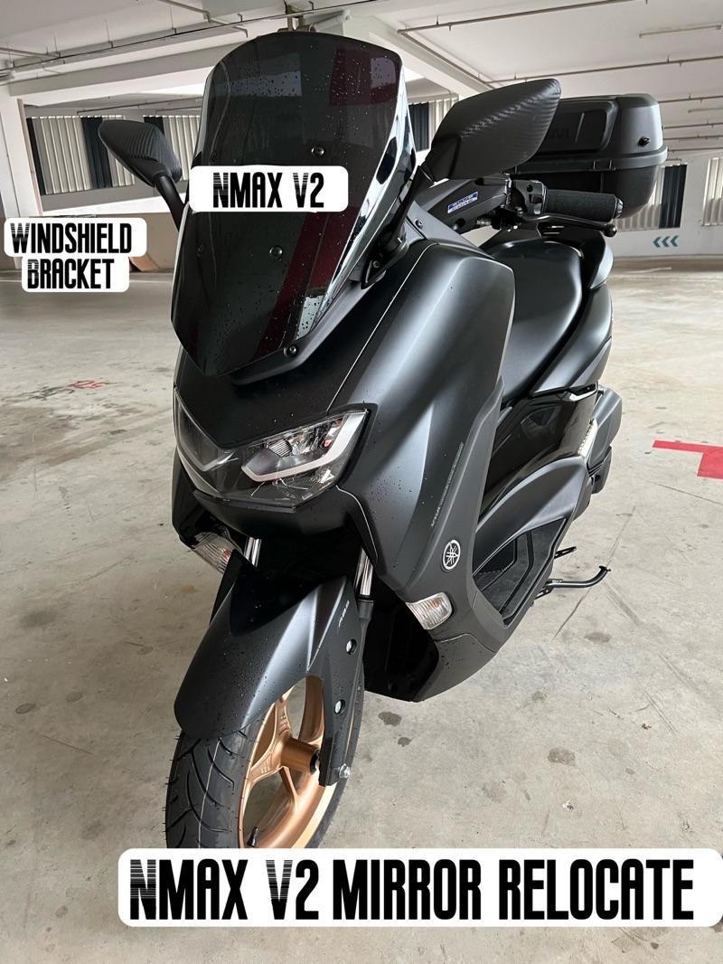 Nmax155 V2 Windshield Bracket Mirror Relocated Yamaha Nmax V2 Rear View ...