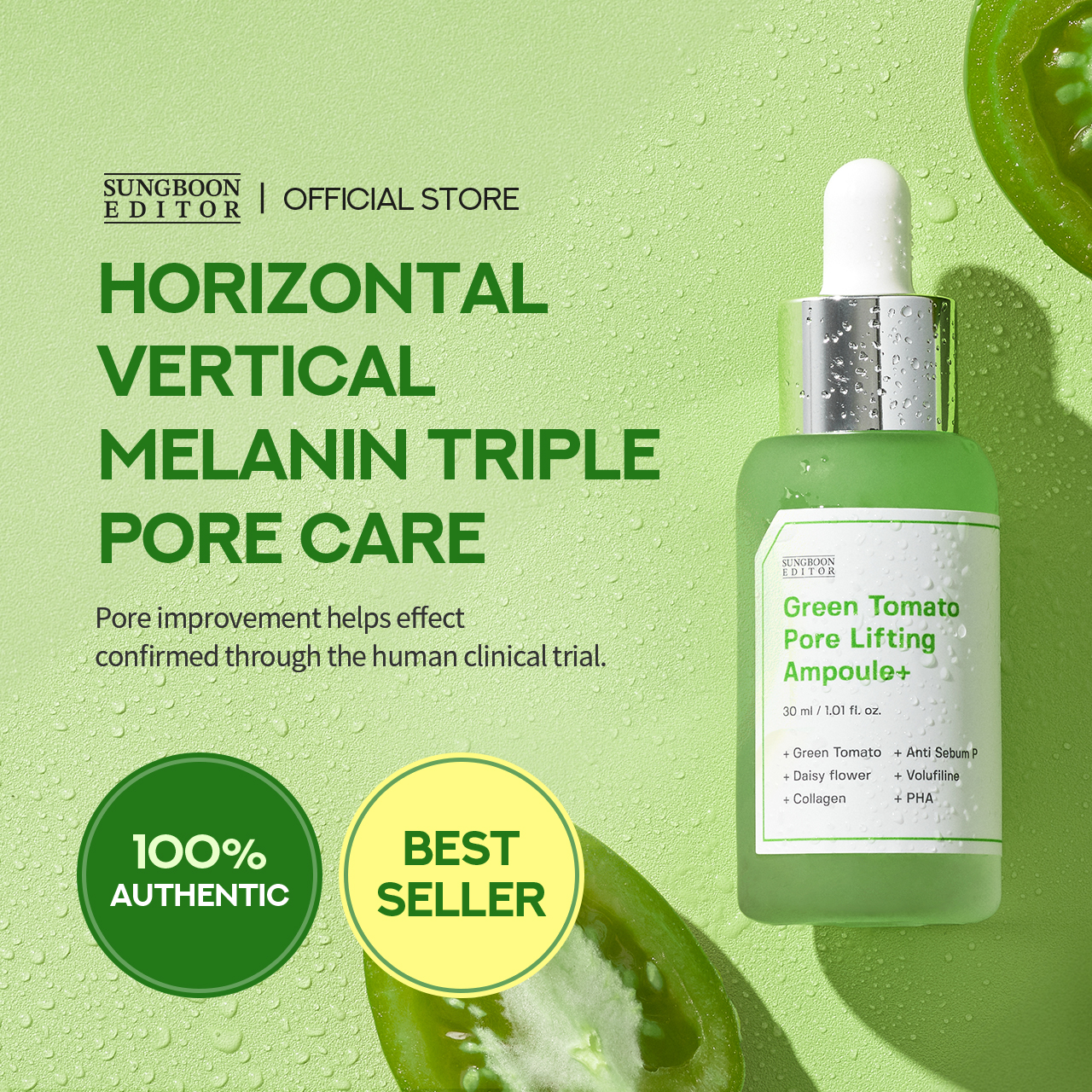 [SUNGBOON EDITOR] TWIN PACK Green Tomato Ampoule 30ml + (FREE) Sheet ...