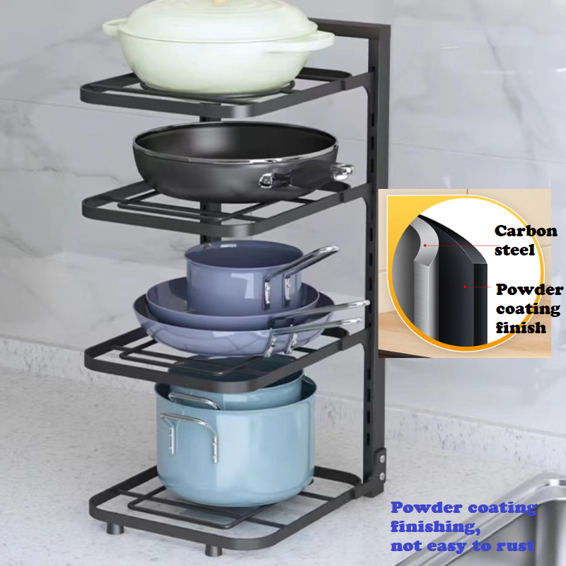 💖SG local stock💖Adjustable Pot Rack Kitchen Storage Rack Organiser ...
