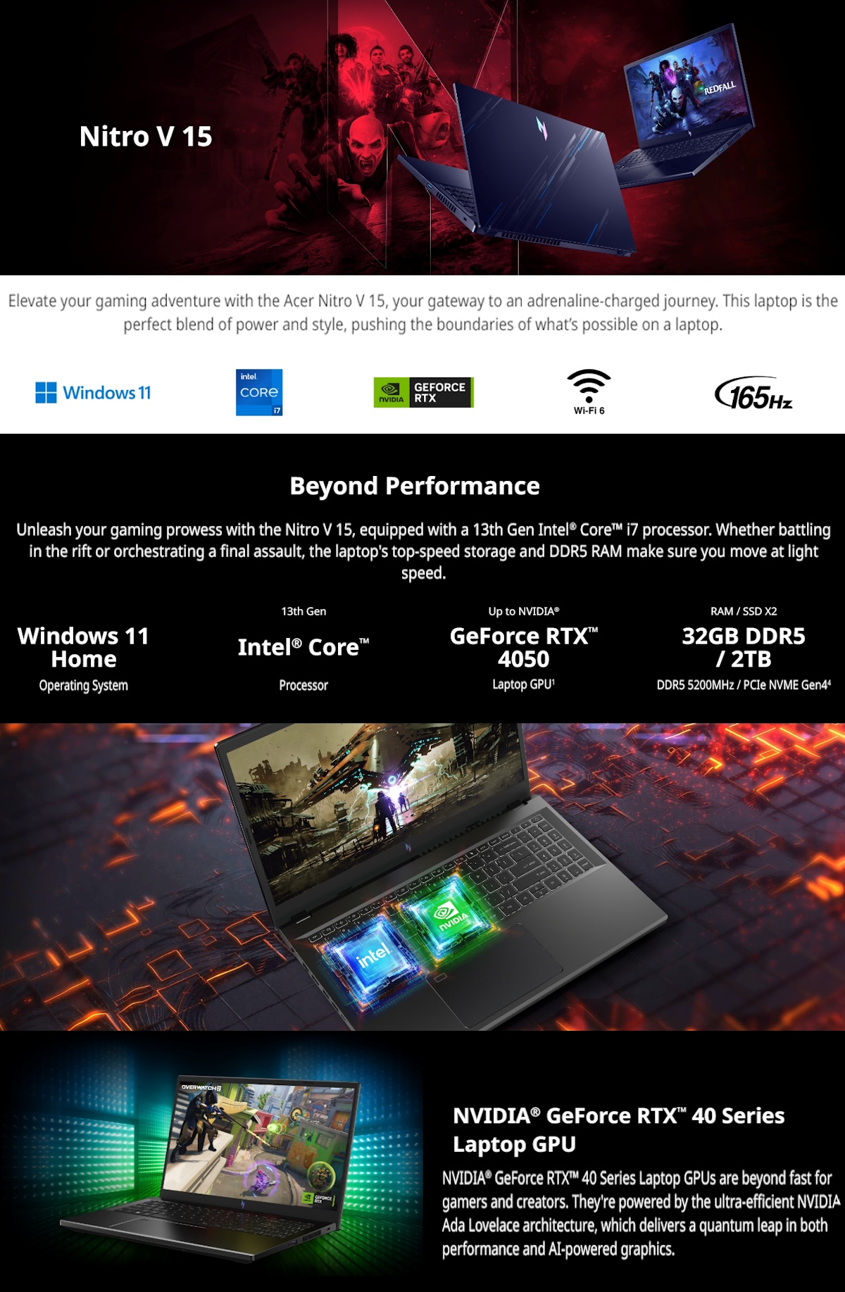 [NVIDIA RTX 4050] Acer Nitro V 15 ANV15-51-743S 165Hz Refresh Rate 15.6 ...