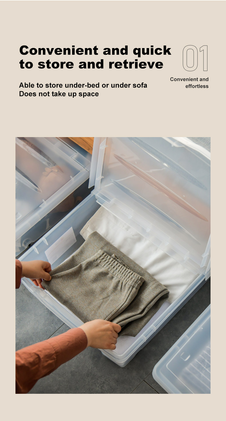 Citylife 54L Underbed Storage Box With Wheels Dormitory Quilt Sorting ...