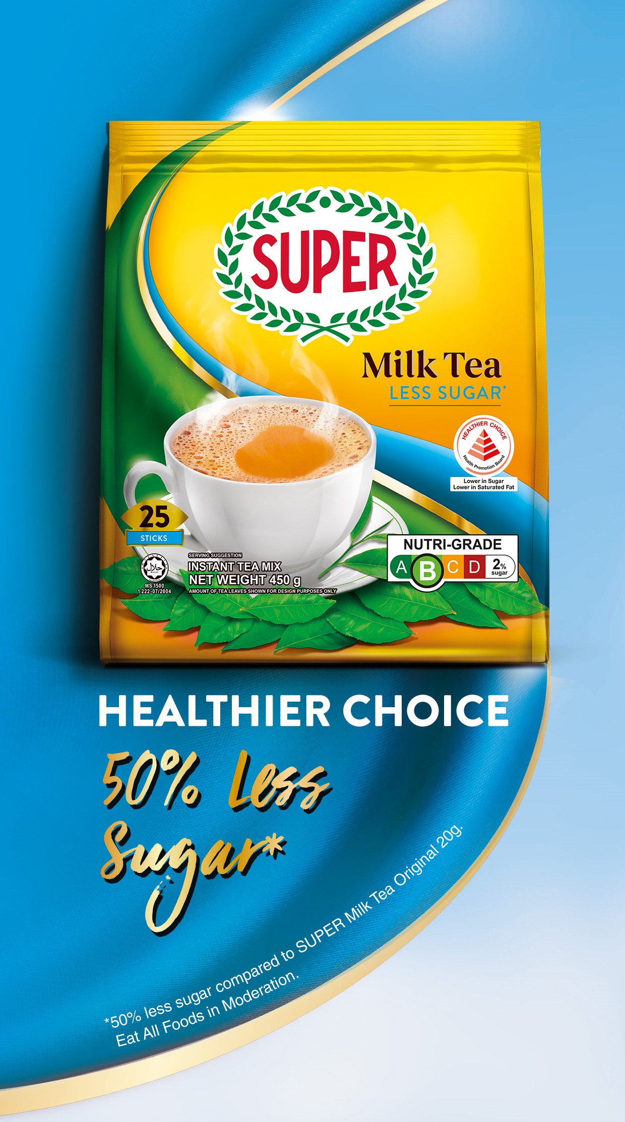 SUPER Less Sugar Instant 3in1 Milk Tea, 25 sticks (Expiry: April 2027 ...