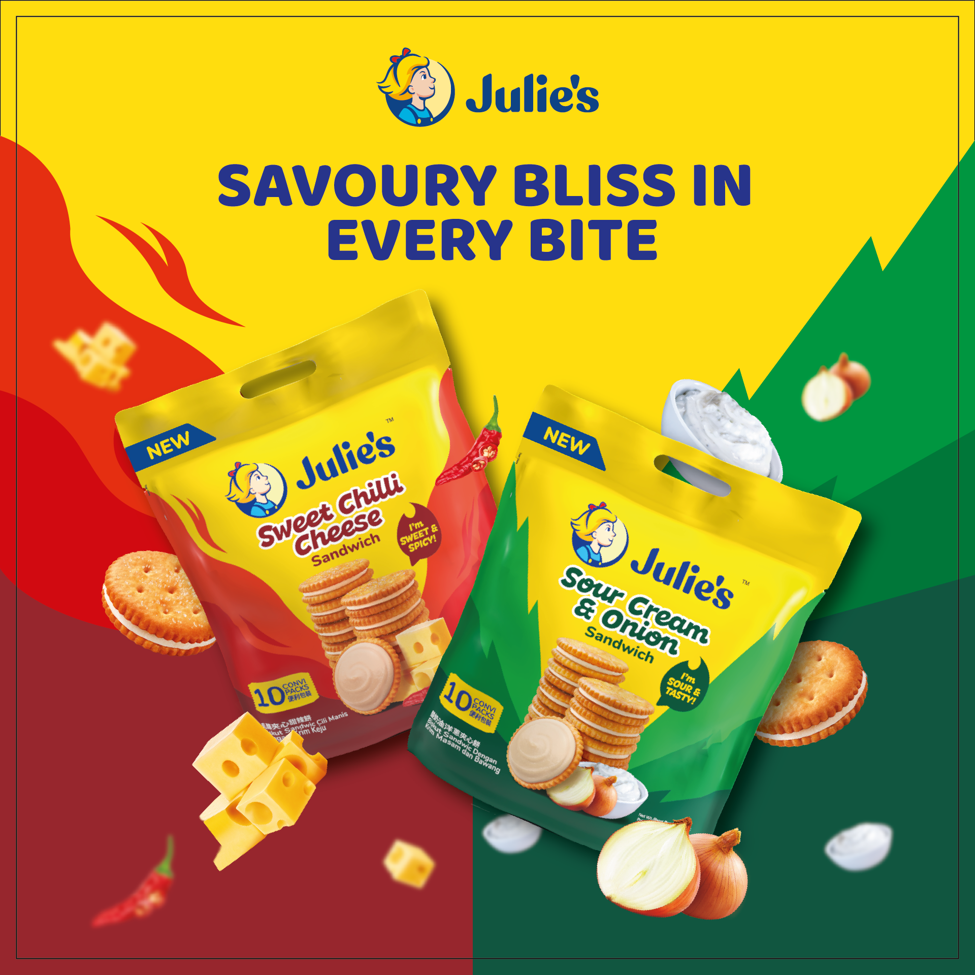 Julie’s Sweet Chili / Sour Cream & Onion Sandwich Crackers🔥SG READY ...