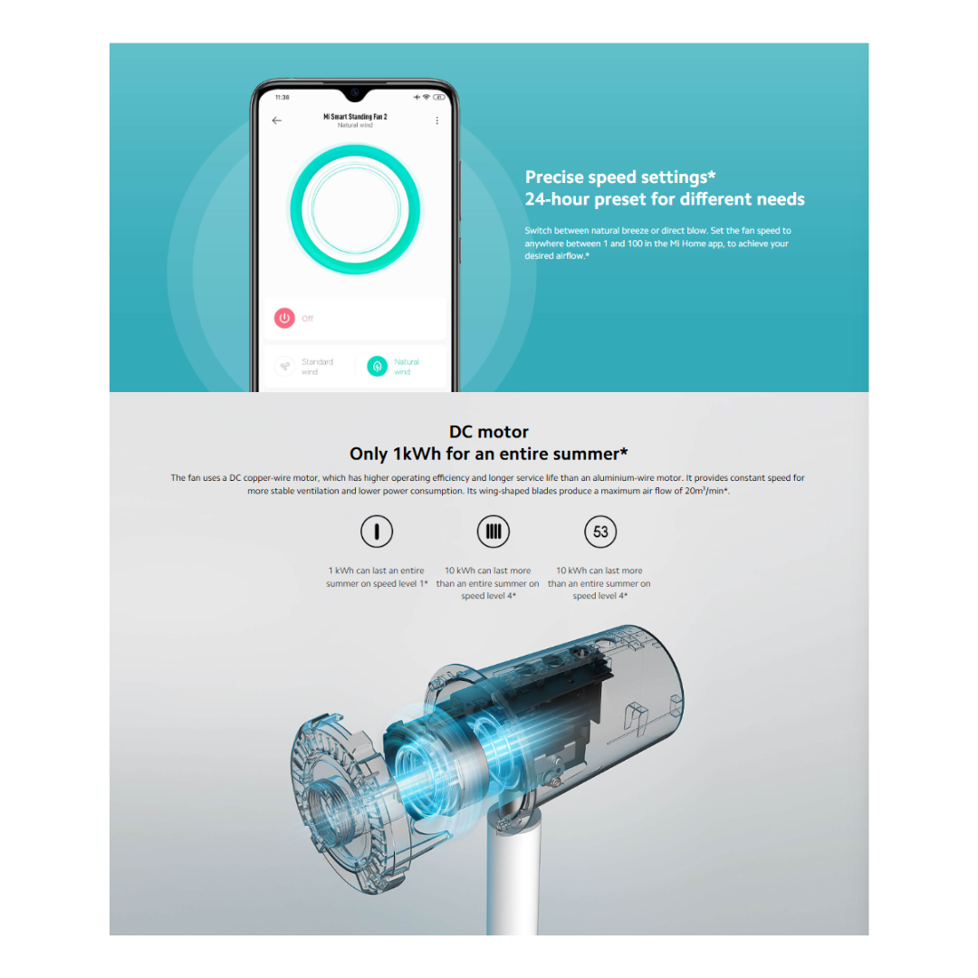 Xiaomi Mi Smart Standing Fan 2 - SG 1 Year Warranty | Shopee Singapore