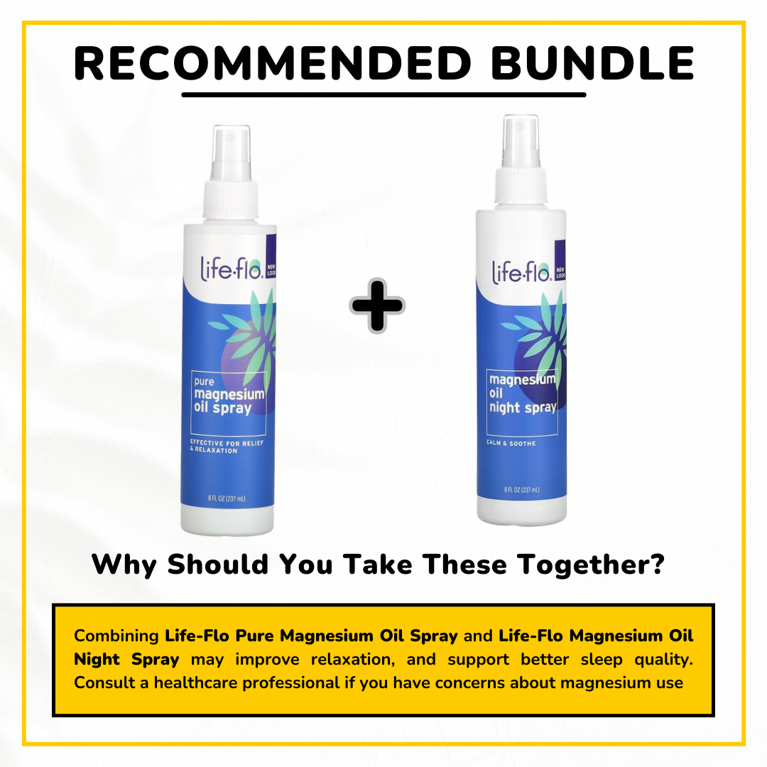Life-flo Pure Magnesium Oil Spray/Night Spray, 100% Pure Magnesium ...