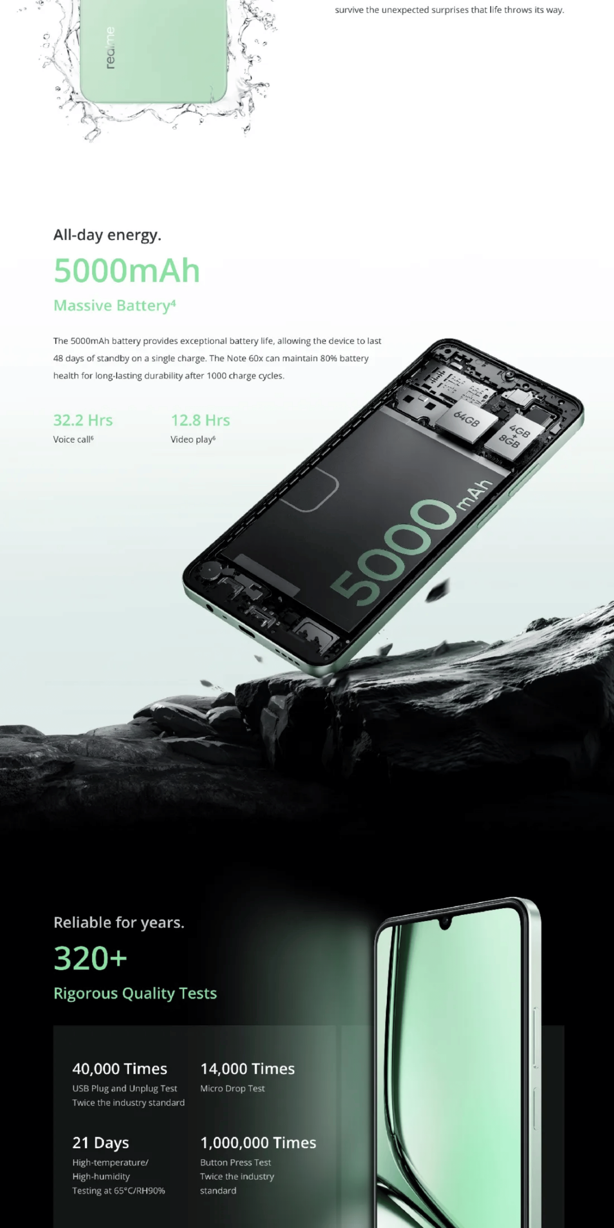 [New] realme Note 60x 4G 12GB(4+ 8GB)+ 64GB| ArmorShell TM Tough Build ...