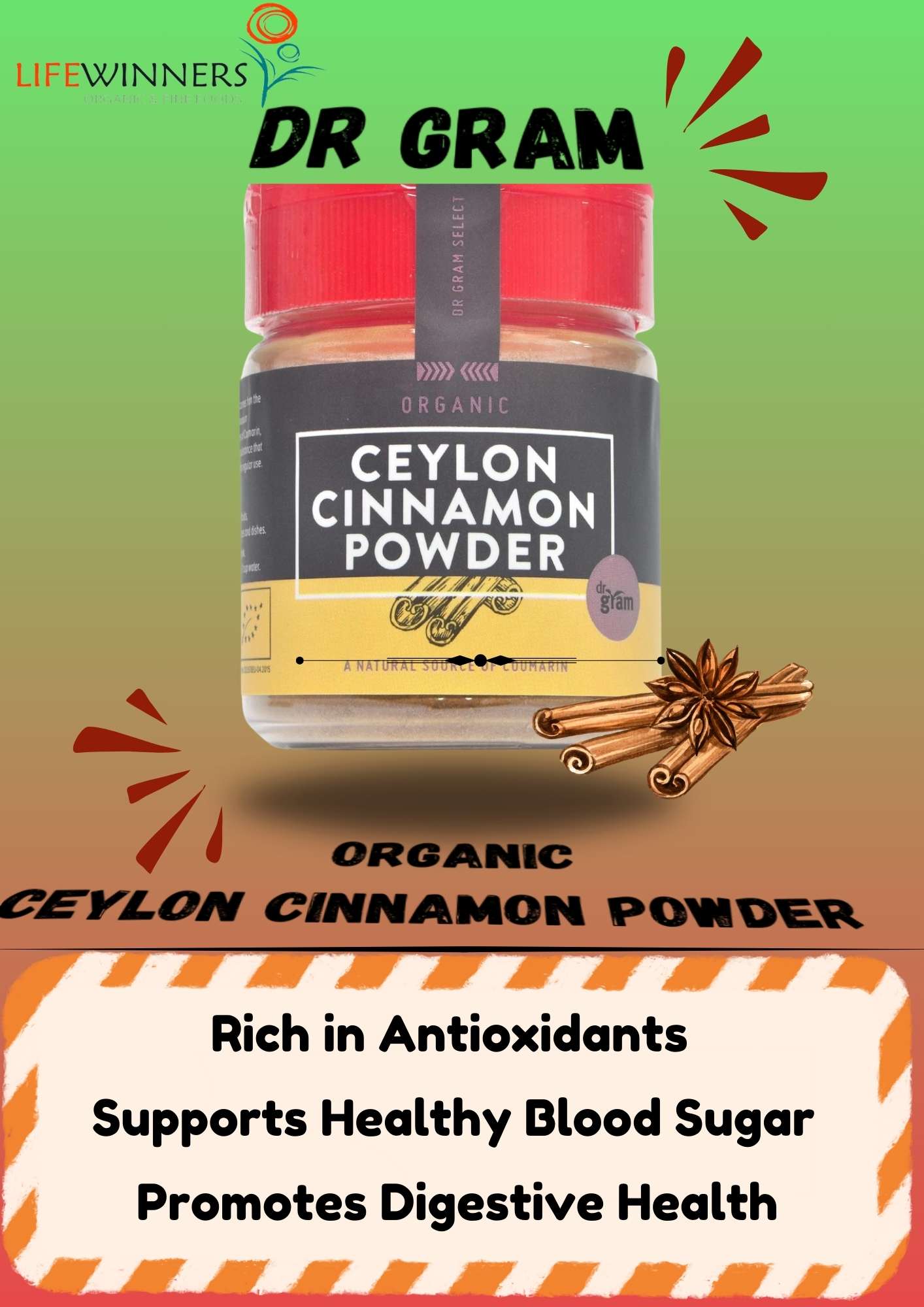 Dr Gram Organic Ceylon Cinnamon Powder 80g (Exp:10/03/2027) | Shopee ...