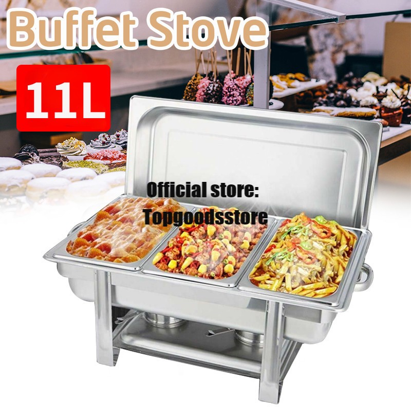 SG in Stock 11L Buffet Set 1/2/3 Plates Container Food Warmer With ...