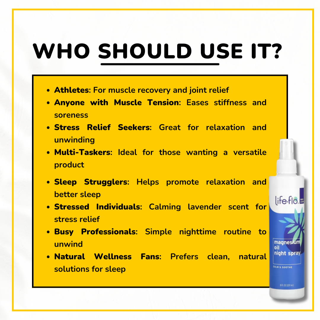 Life-flo Pure Magnesium Oil Spray/Night Spray, 100% Pure Magnesium ...