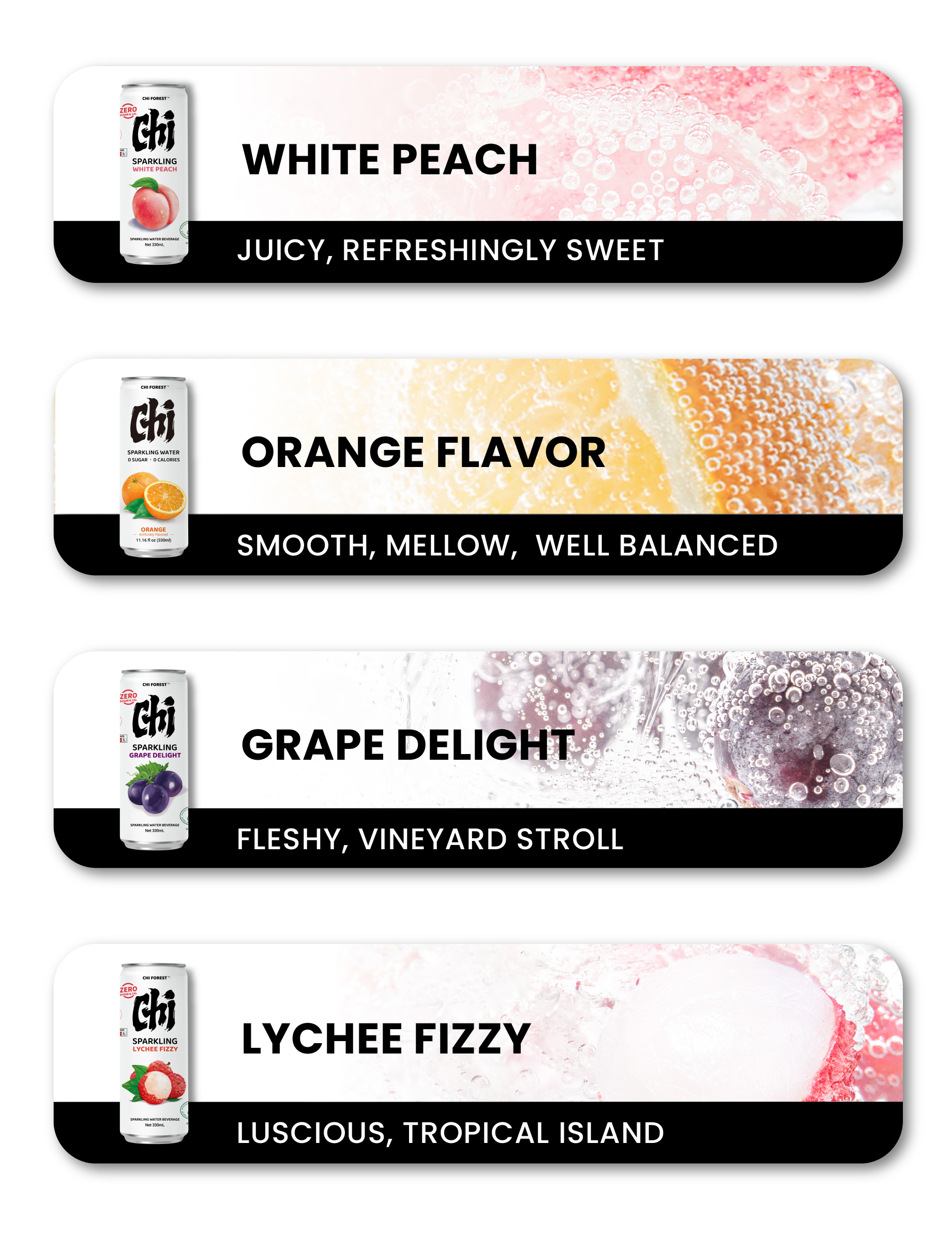 Chi Forest 元气森林 Zero Sugar Soda Sparkling Water 330ml × 12 Cans (Genki ...