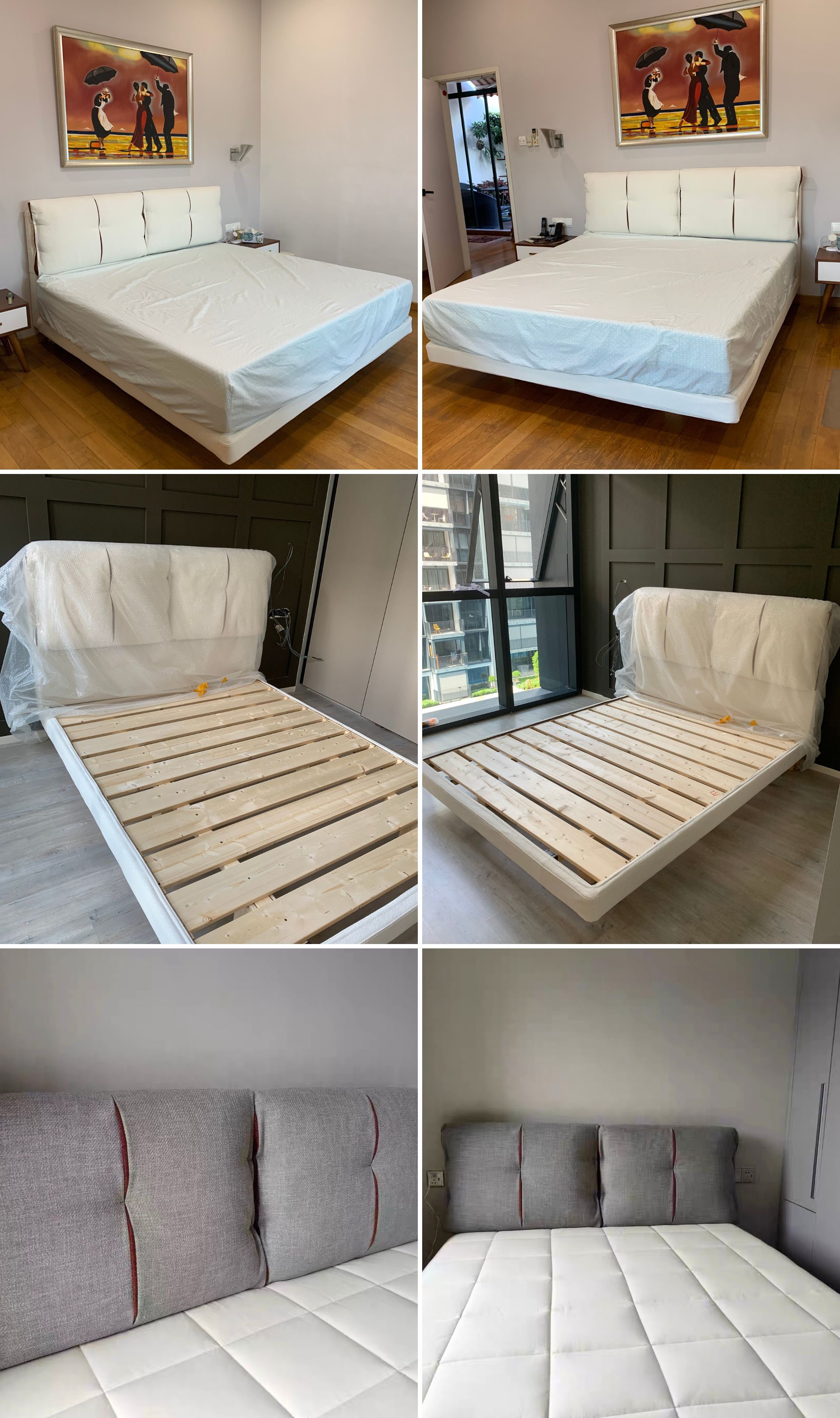 Cozylant Claudia Fabric Bed Frame / Wood Bed Frame / Floating Bed Frame ...