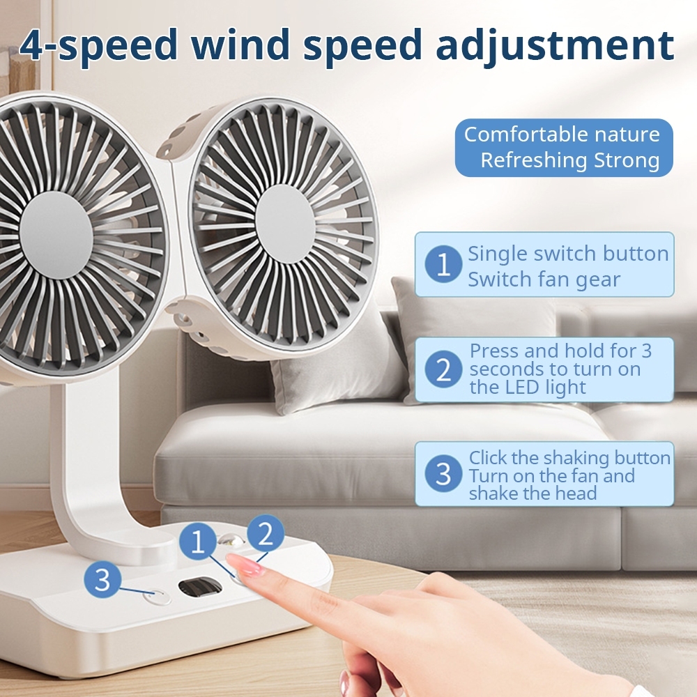 Wireless Auto Rotatable Table Fan Rechargeable Desk Mini Fan Laptop ...