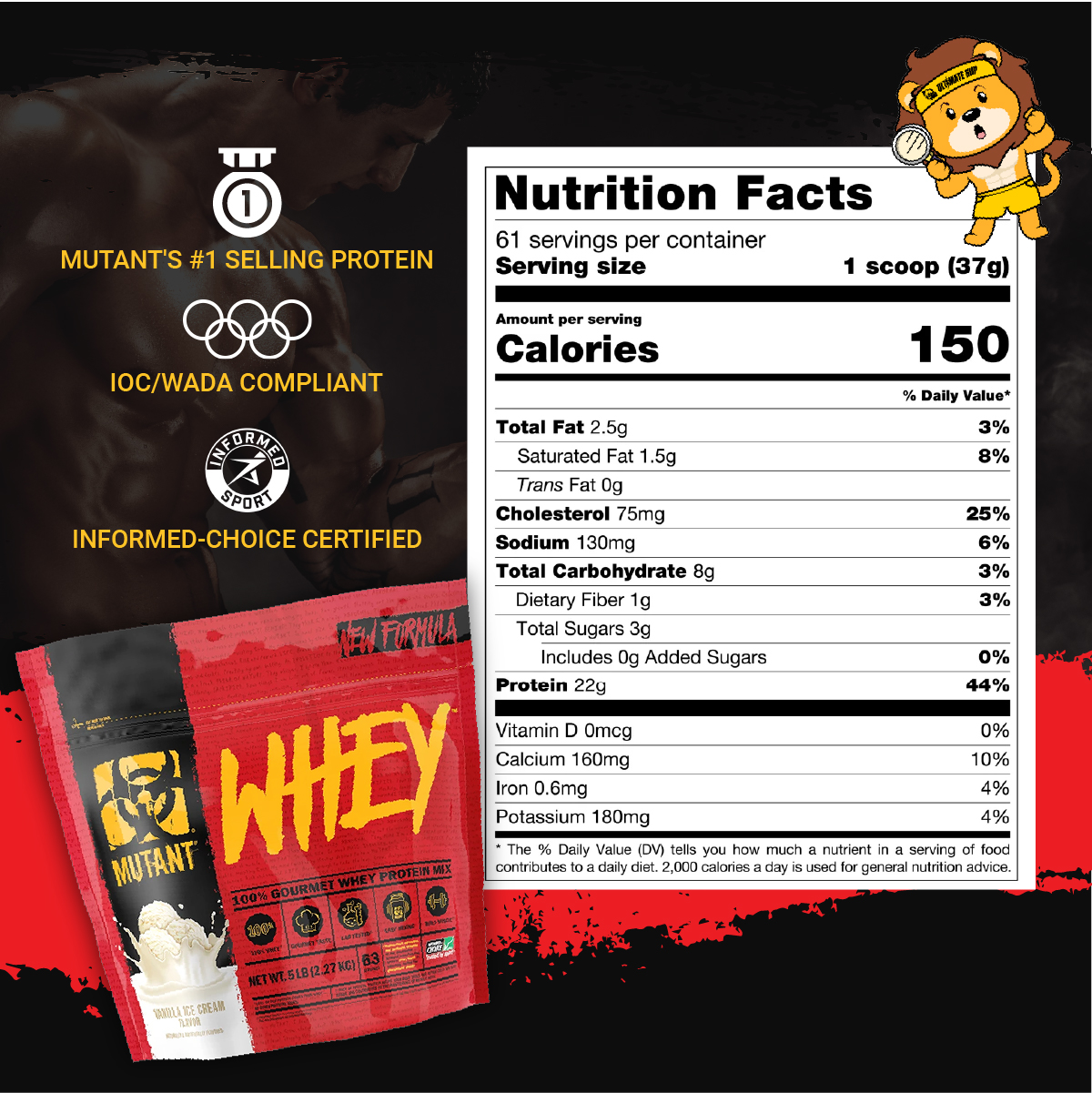 Mutant WHEY - 100% Whey Protein, added Digestive Enzymes help Build ...
