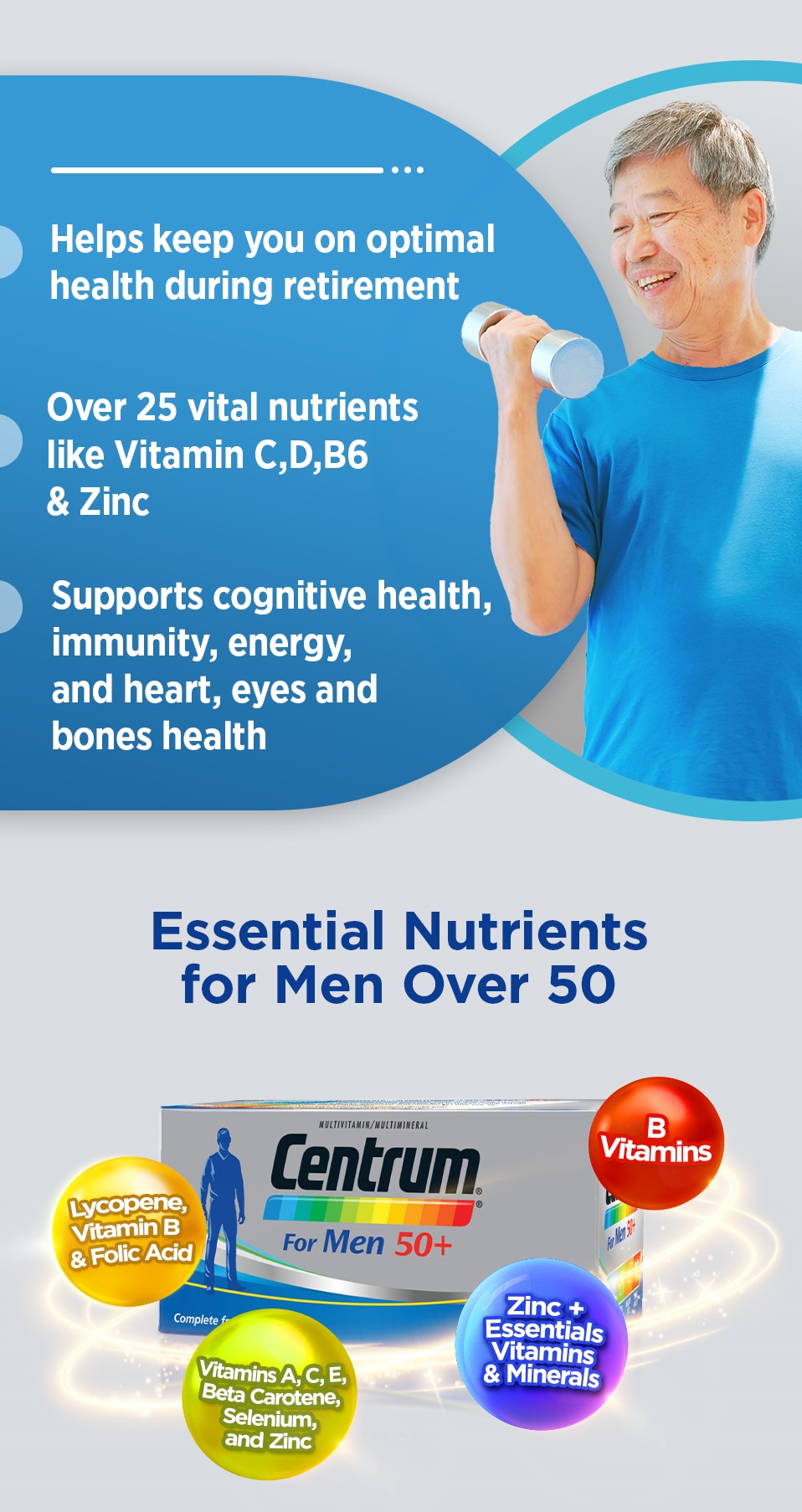 CENTRUM Multivitamin Supplement for Men 50+, Vitality, Boost Energy ...