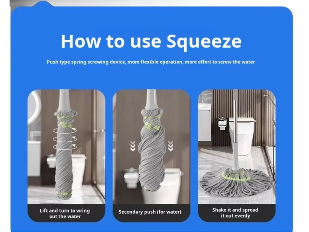 Self Wringing Mop Wash Floor Squeeze Lazy Spin And Go Home Help Wet Dry ...