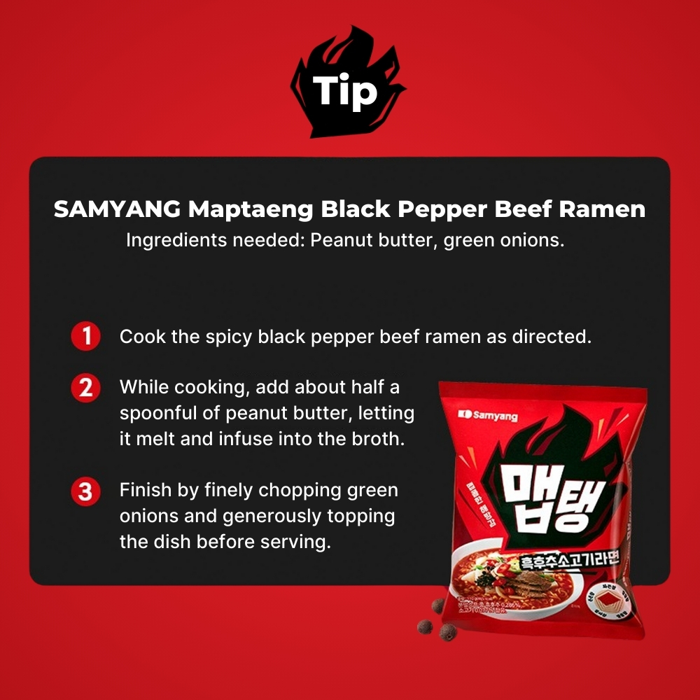 SAMYANG Maptaeng Black Pepper Beef Ramen - Korean Instant Noodles (110g ...