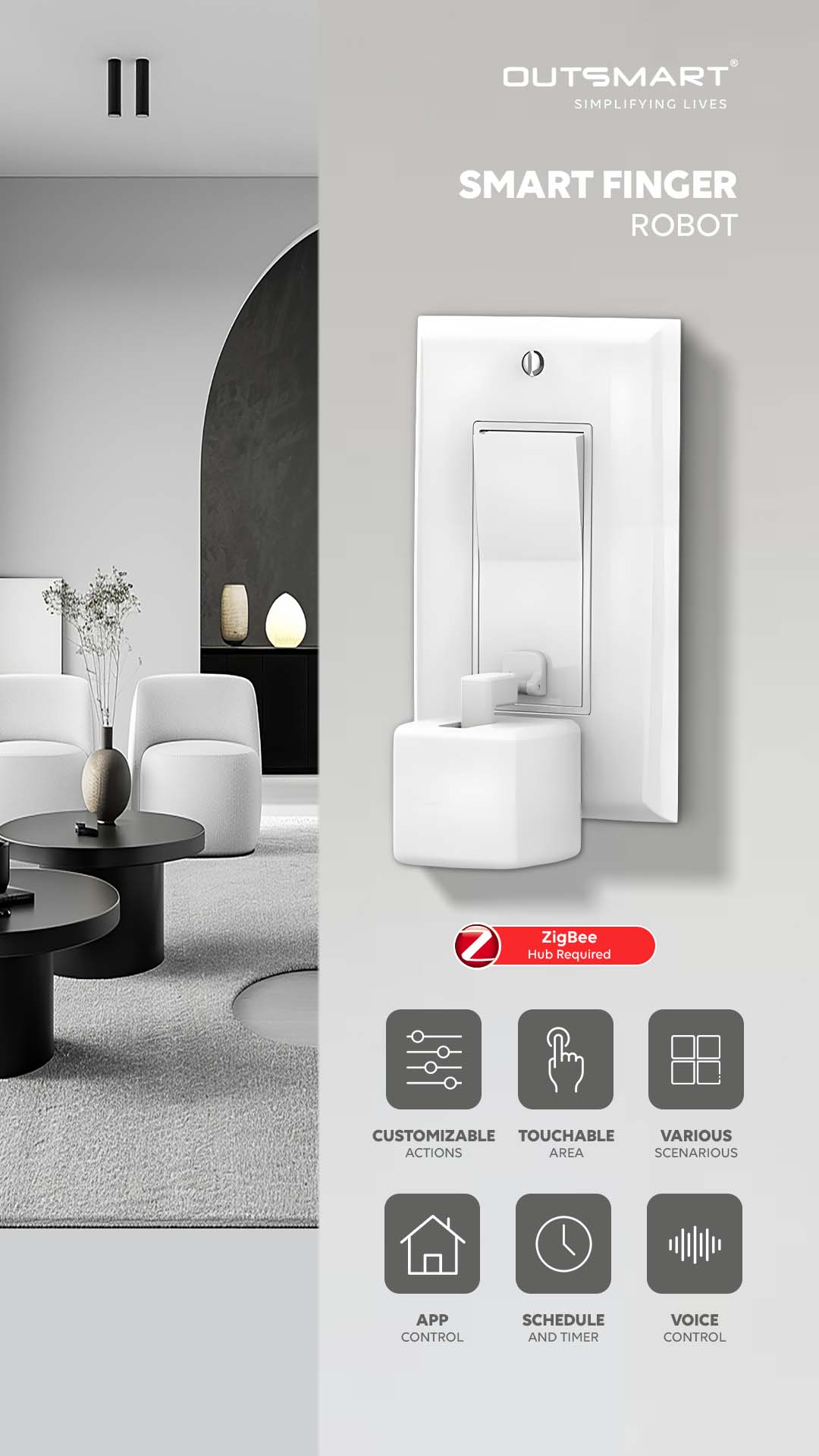 OUTSMART Smart Fingerbot Zigbee Wireless Smallest Robot Button Robot ...