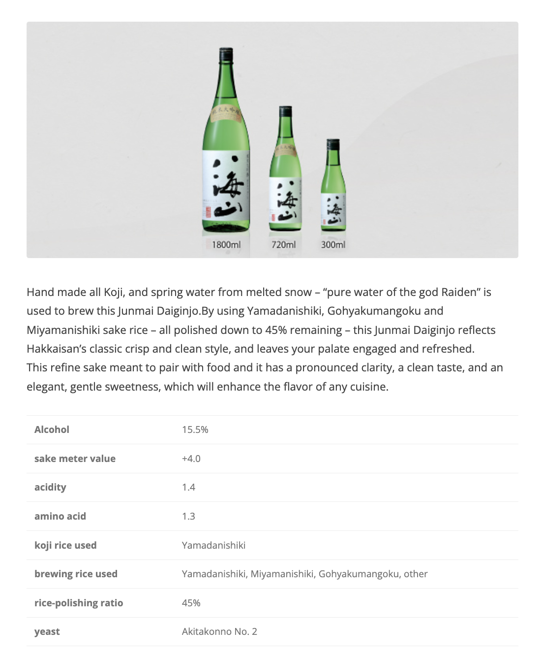 Hakkaisan Junmai Daiginjo 720ml 15.5% Japanese Sake 八海山 純米大吟醸 | Shopee ...