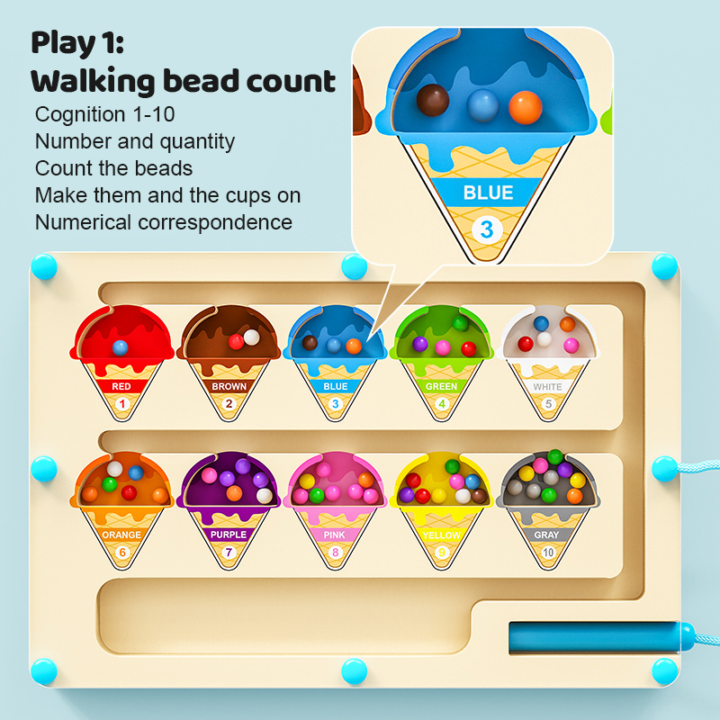 【SG】Magnetic Color & Number Maze Wooden for Kids Magnet Counting Game ...
