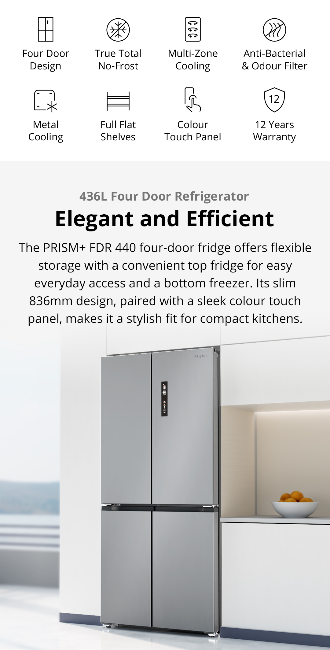 PRISM+ PureFresh FDR 440 | 440L Four Door Refrigerator|True Total No ...
