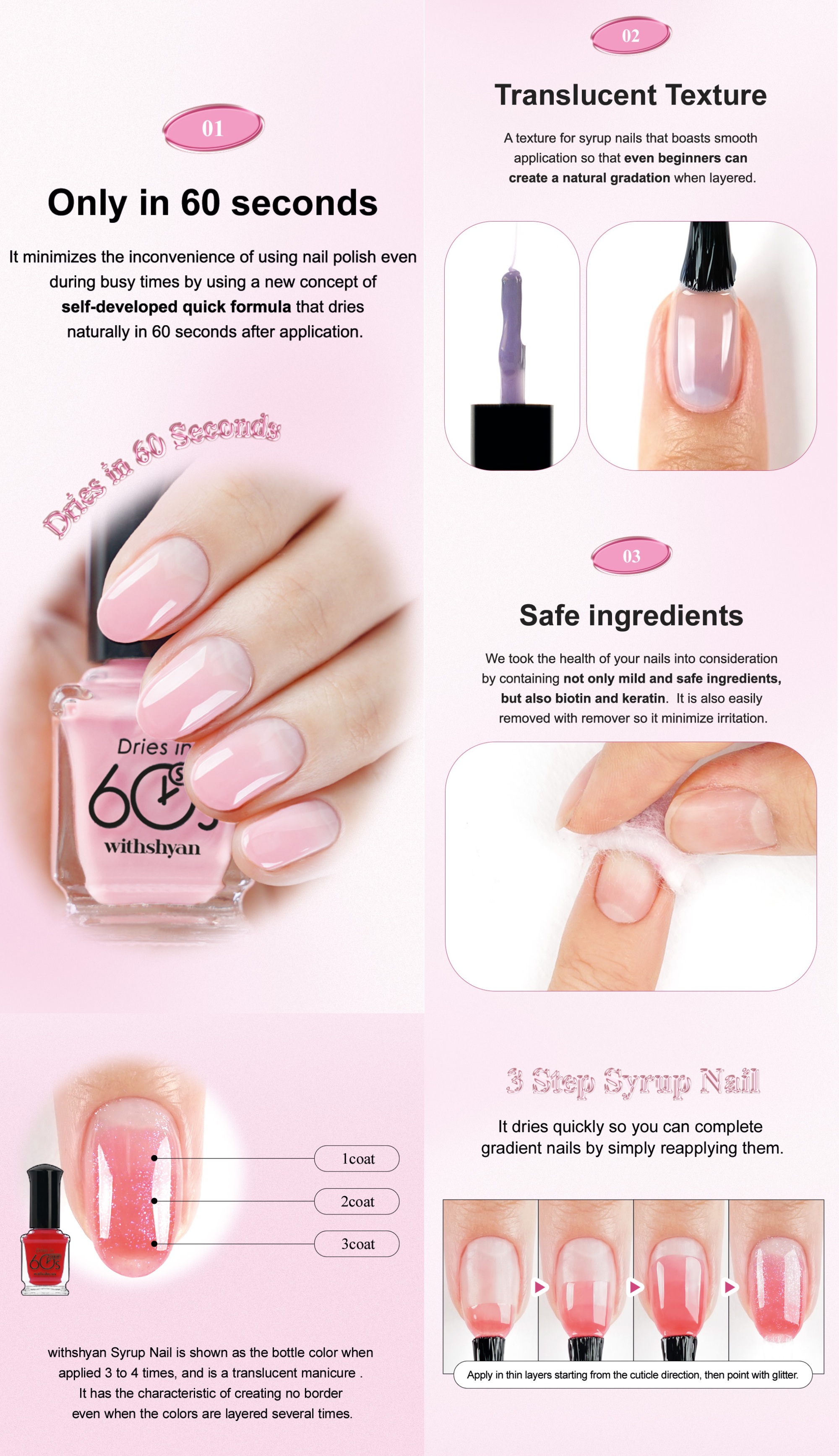 Withshyan 60s Fast Dry Syrup Nail Polish Colors M142 to M154 | Shopee Singapore