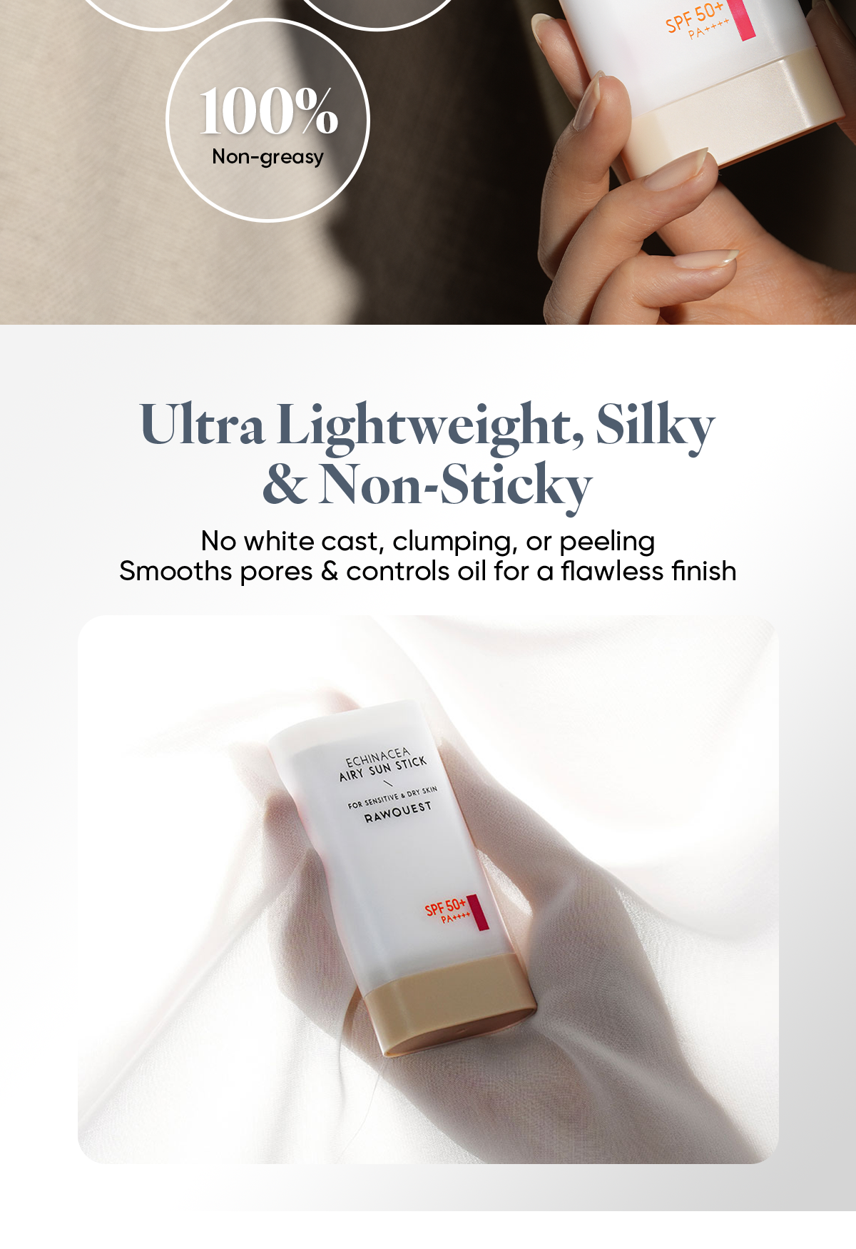 [RAWQUEST] Echinacea Airy Sun Stick 19g SPF 50 PA++++ - Pore Minimizing & Oil Controling ...