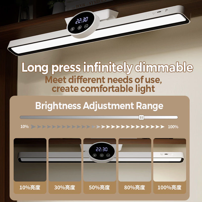 SG🔥 Portable Hanging Magnetic LED Table Lamp With Clock Chargeable ...