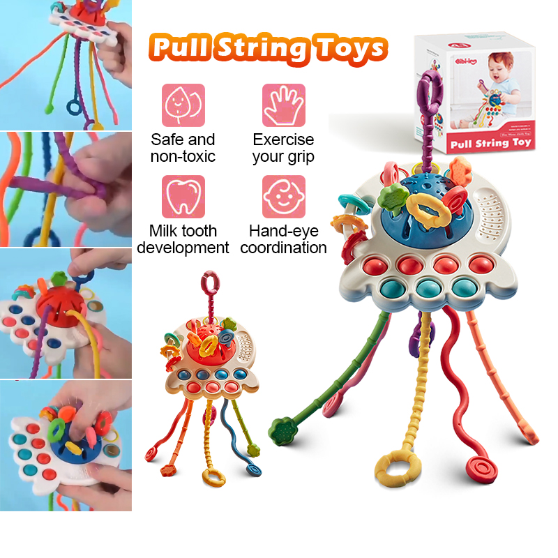 【SG 】3 In 1 Baby Montessori Pull String Sensory Toys/Baby Soft Finger ...