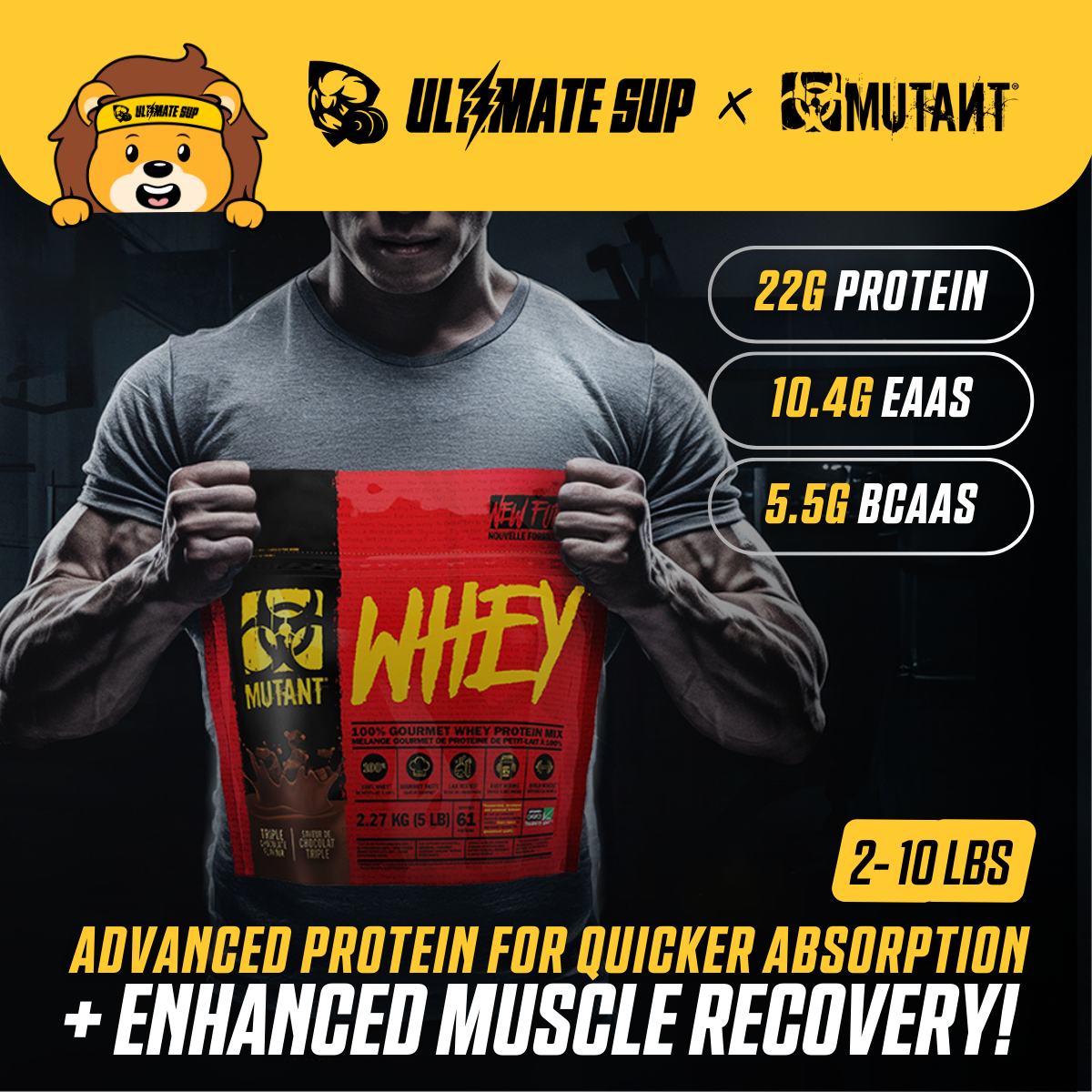 Mutant WHEY - 100% Whey Protein, added Digestive Enzymes help Build ...