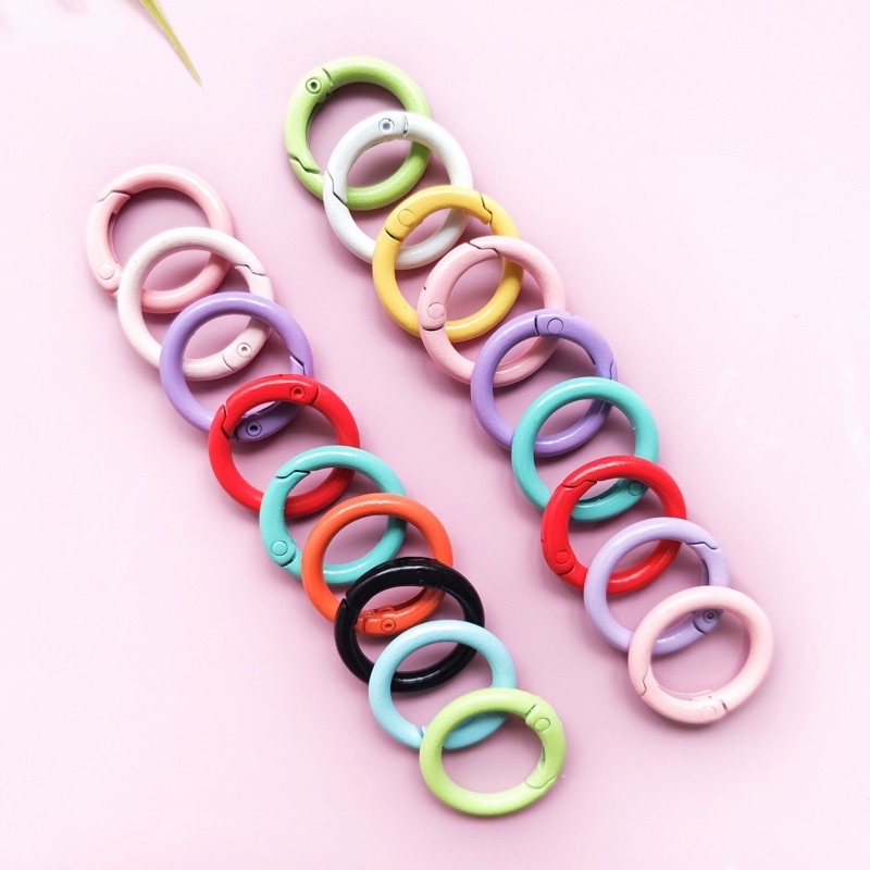 25mm Color Metal O Ring Spring Clasp Openable Round Carabiner Keychain ...