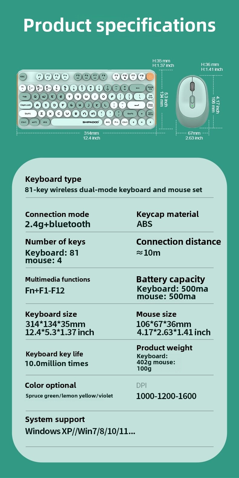 Mini Bluetooth Wireless Keyboard Set Air Slim keyboard 81 keys 3 modes ...