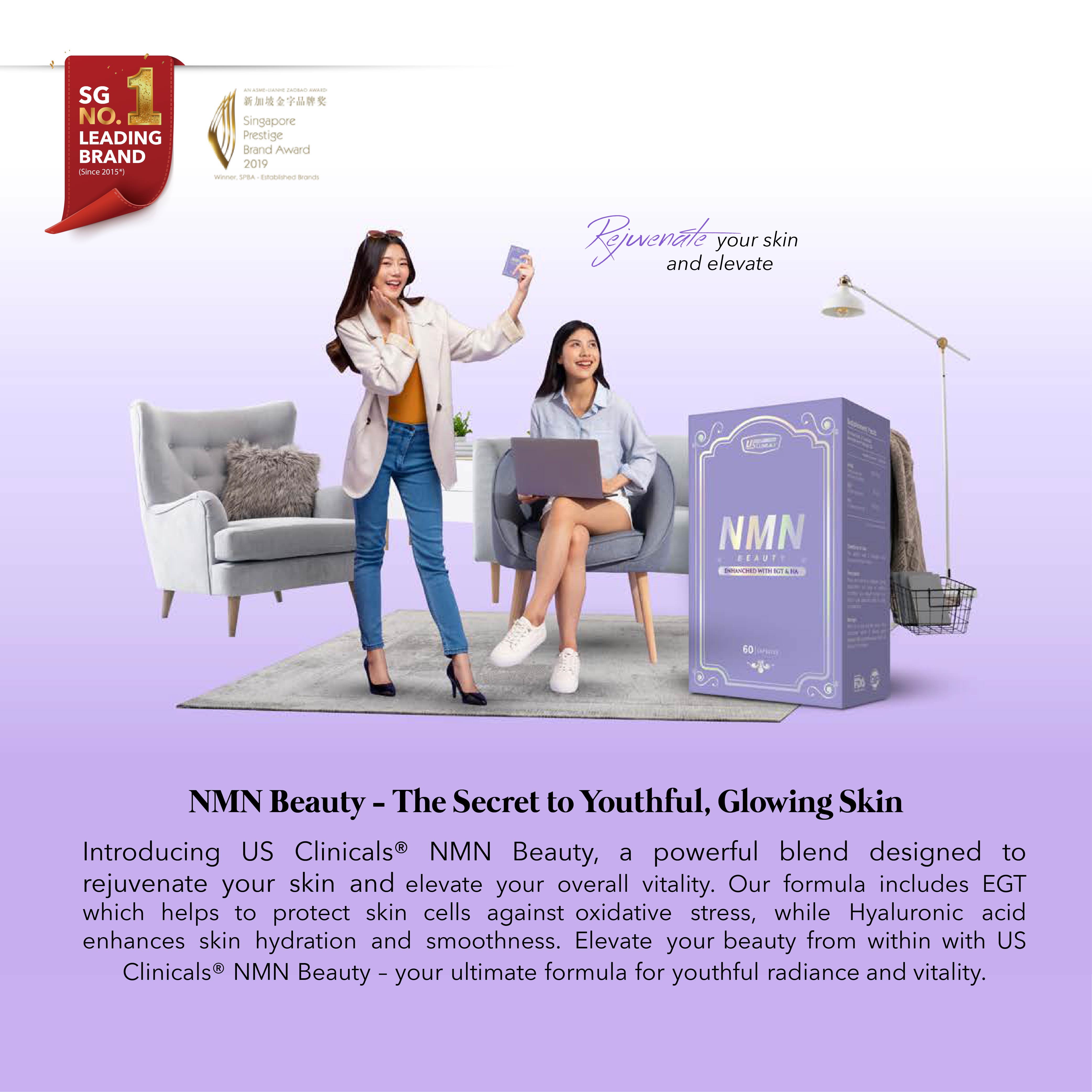 [NEW] US Clinicals NMN Beauty 60s | Strengthen Skin Barrier | Hydrate Skin | Enhance Skin ...