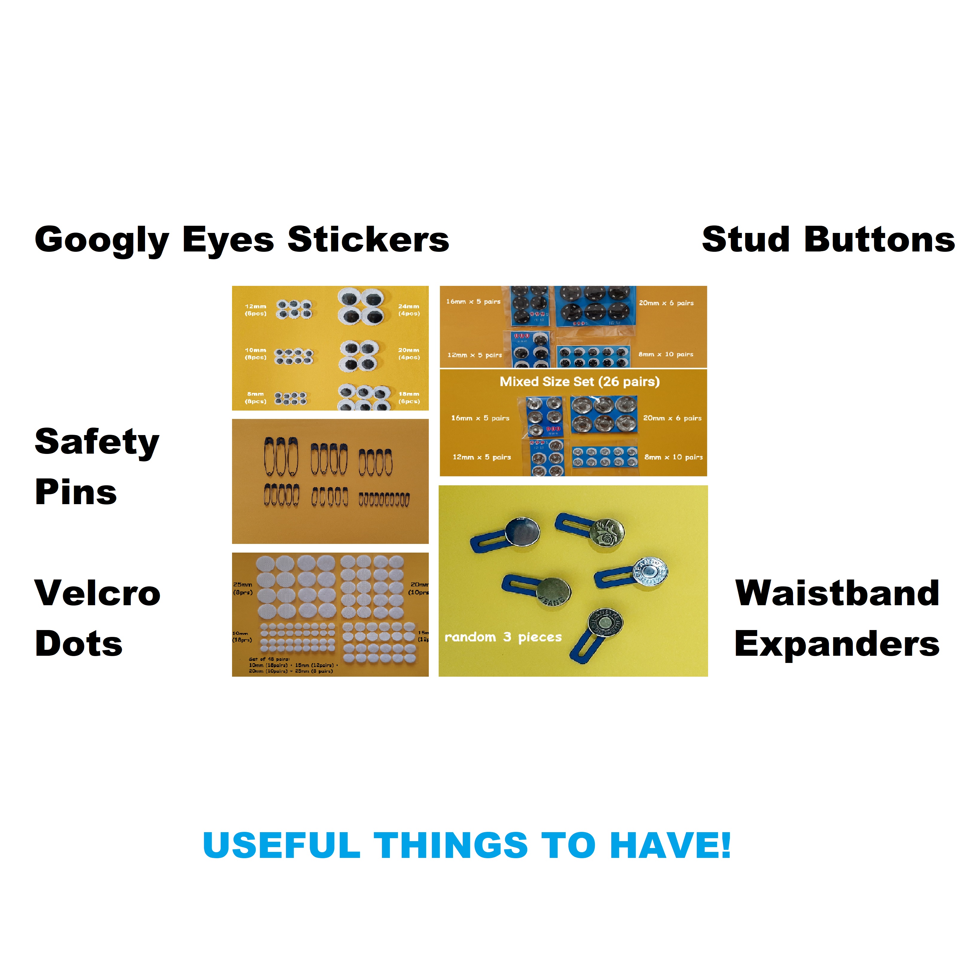 GOOGLY EYE STICKERS (8-sizes set 50pcs) Moveable Wiggle Wiggly Cartoon ...