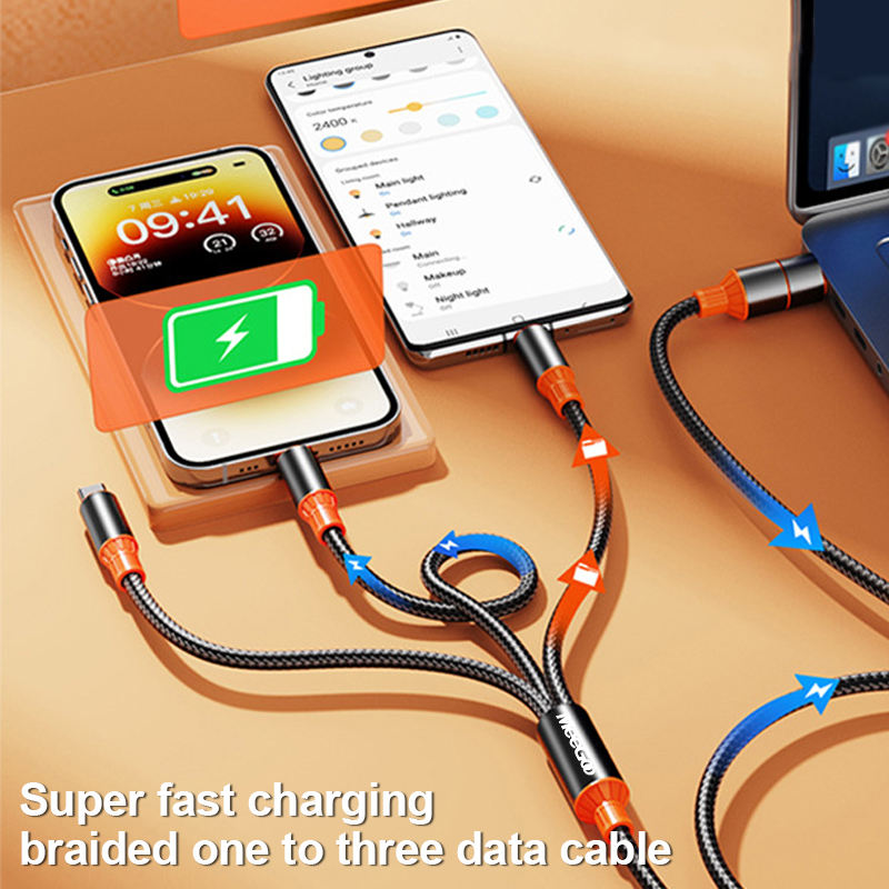 MeeGoo 100W 3 in 1 Fast Charging Data Cable Multi Charge Cable Usb C to ...