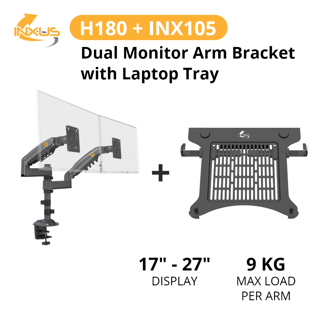 SG Bundle | H180 + INX105 | Double Arm Monitor and Laptop Mount Desk ...