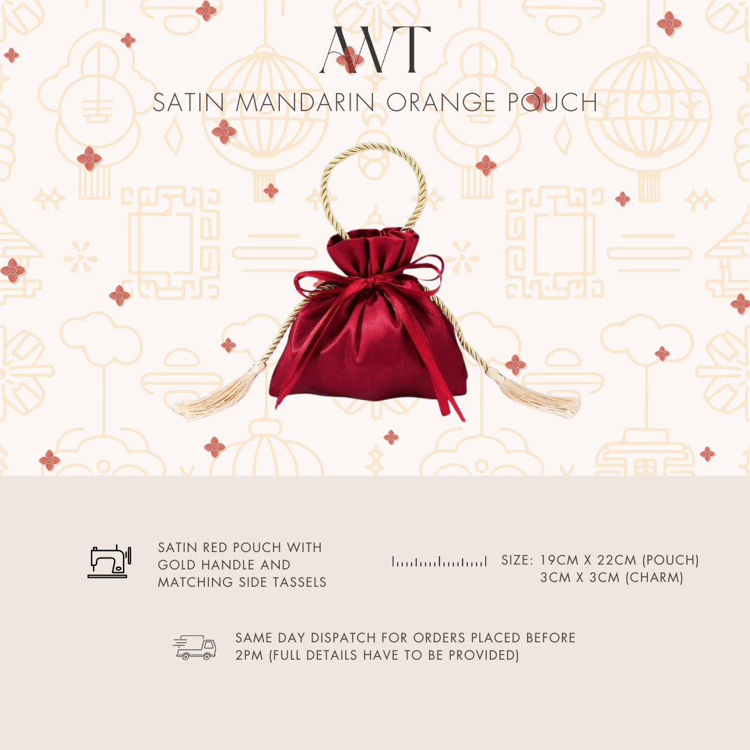 [SAME DAY SHIP] SG Personalised Customised Floral Mandarin Orange Pouch ...