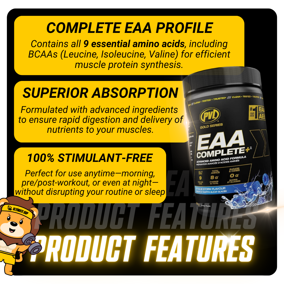 PVL Gold Series EAA Complete, 9 Essential Amino Acids, Added ...