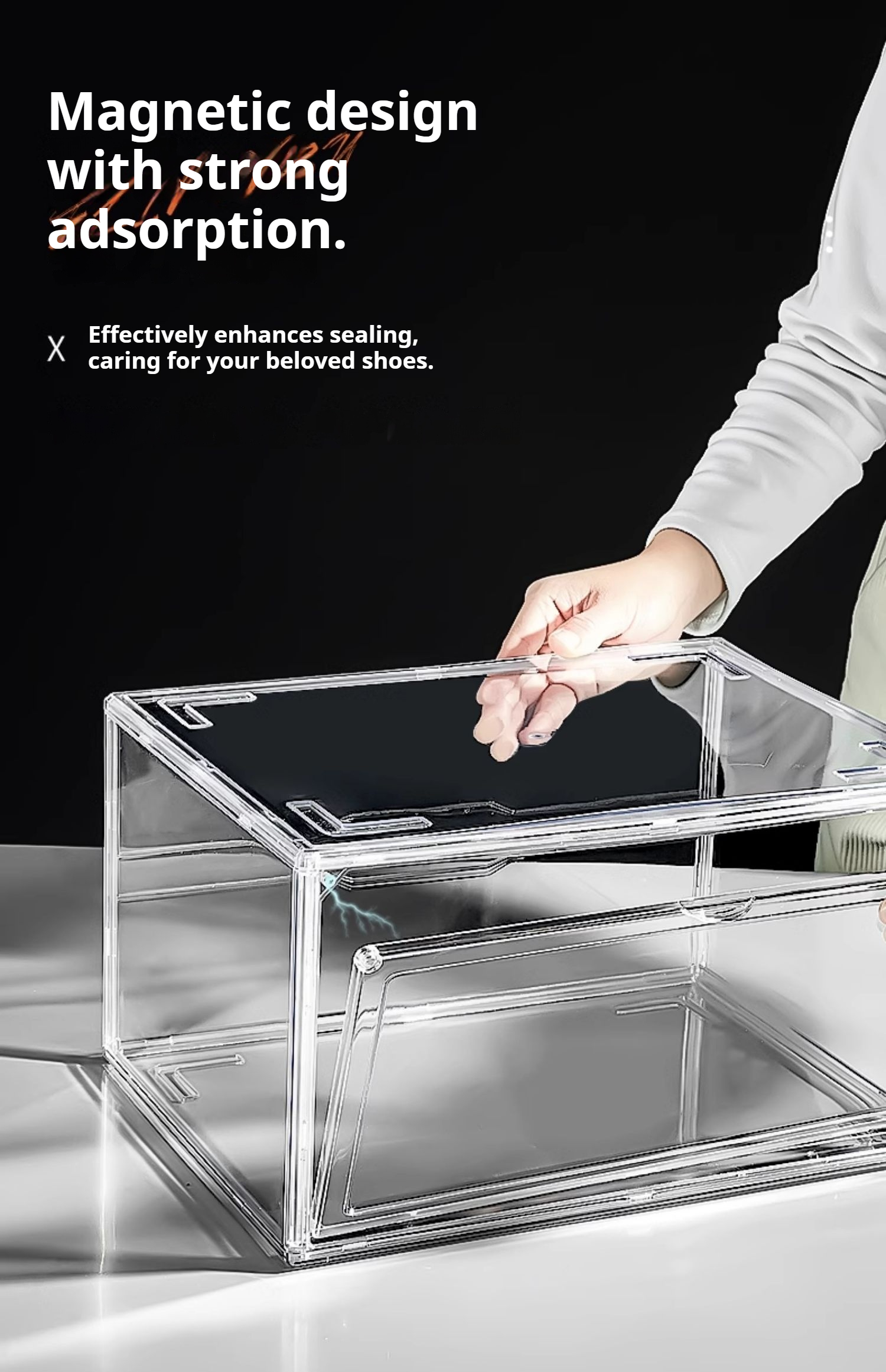 【SG Stock】Acrylic Shoe Box Stackable Magnetic Shoes Cabinet Transparent ...