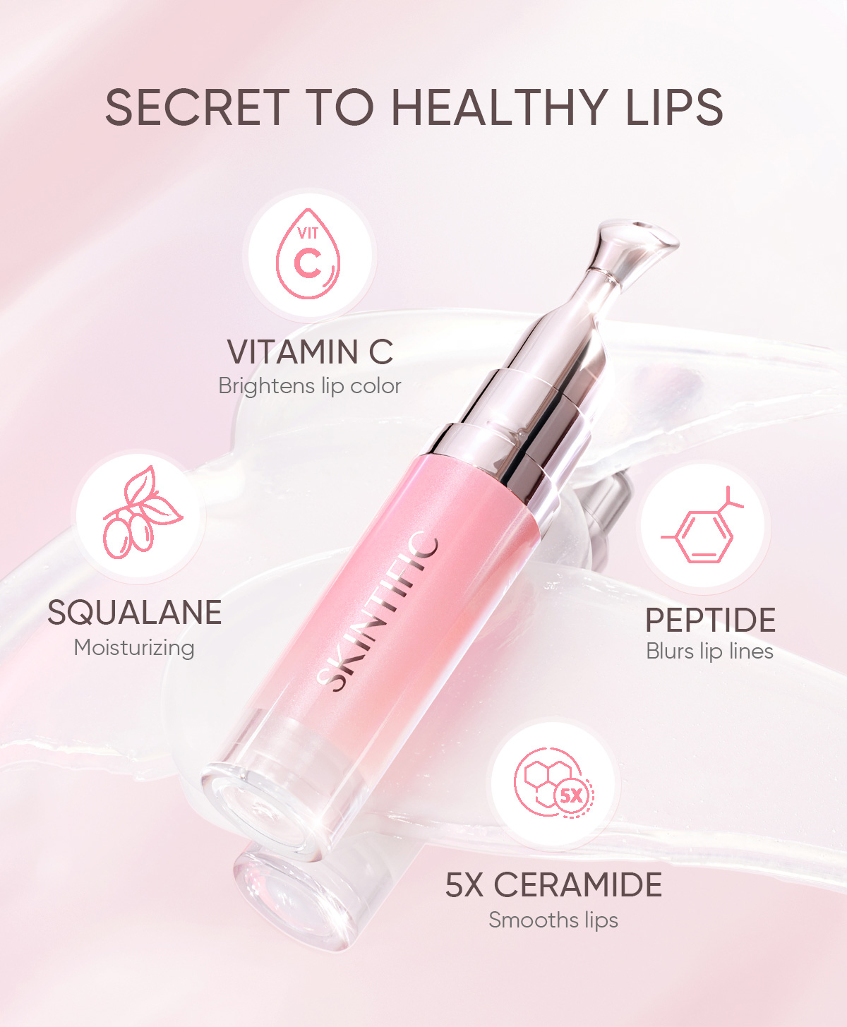 [Best Seller] SKINTIFIC Peptide Brightening Lip Serum Lip Balm Lip Gloss Lip Tint Lip Stick Lip ...