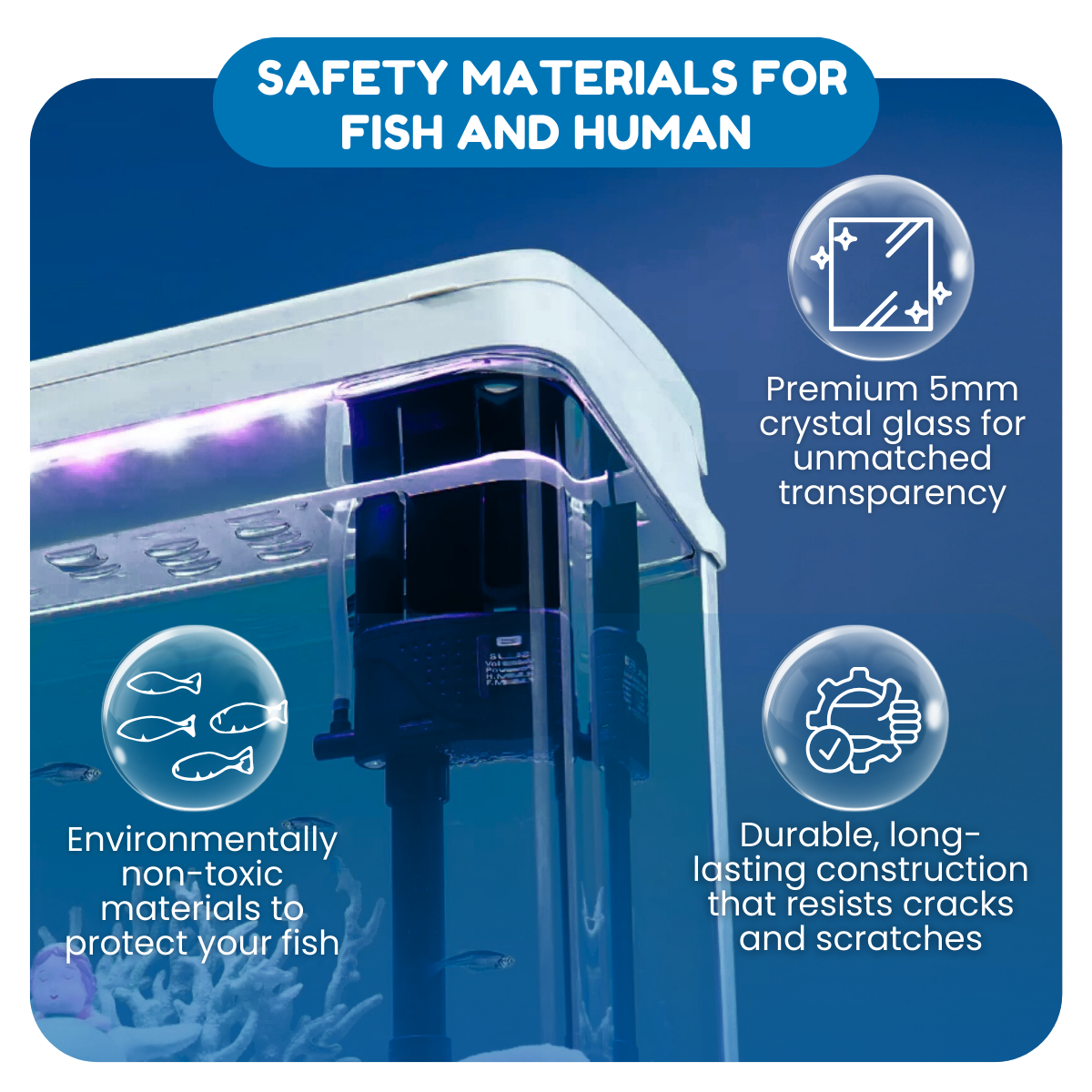 YEE Ecological Small Glass Fish Tank On Table [7L-100L] With Led Lights ...