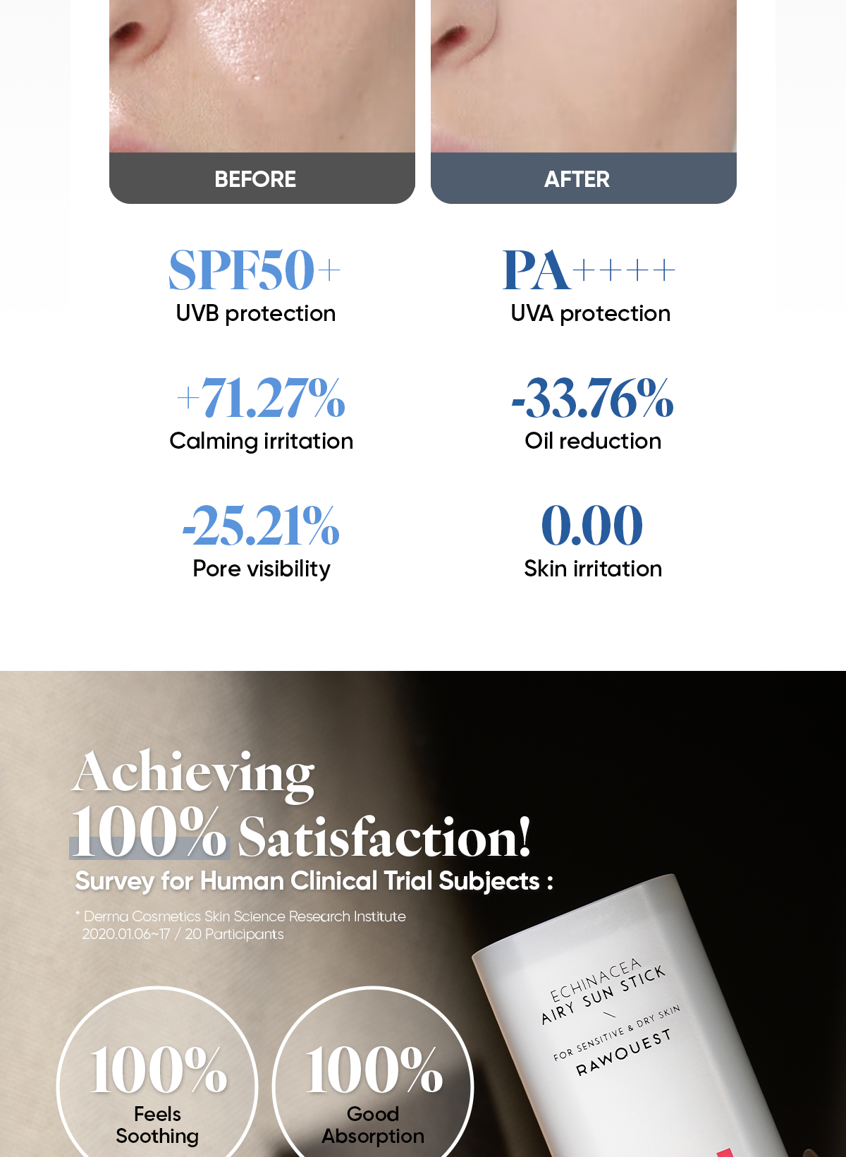 [RAWQUEST] Echinacea Airy Sun Stick 19g SPF 50 PA++++ - Pore Minimizing & Oil Controling ...