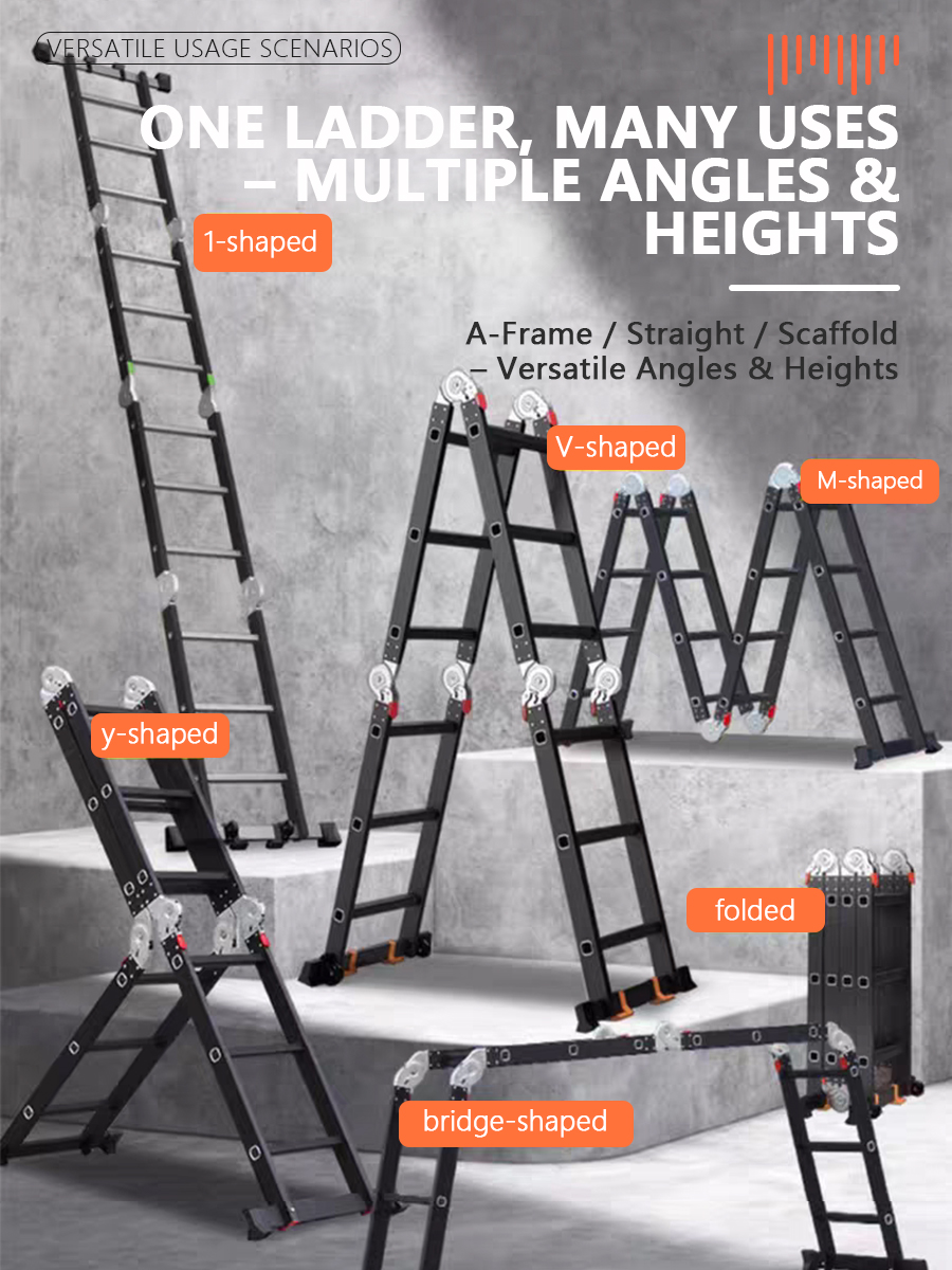 ladder foldable Heavy Duty Work thickened zigzag aluminum ladder non ...