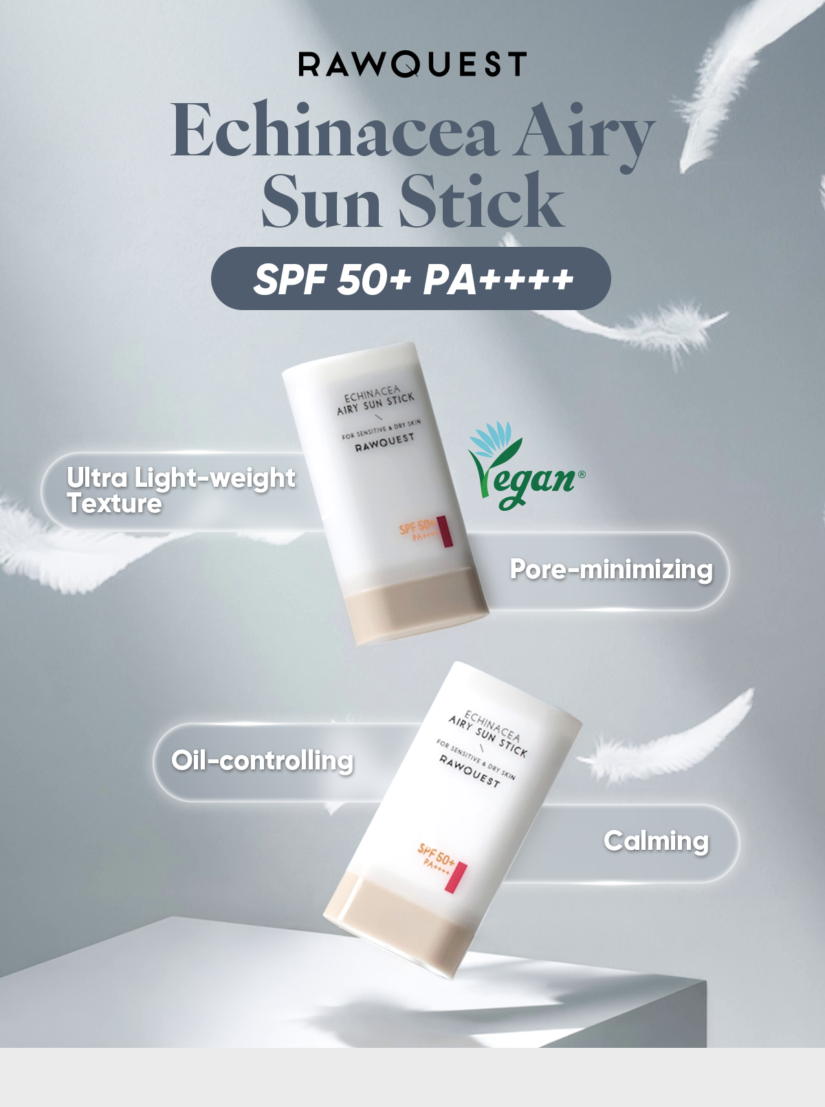 [RAWQUEST] Echinacea Airy Sun Stick 19g SPF 50 PA++++ - Pore Minimizing & Oil Controling ...