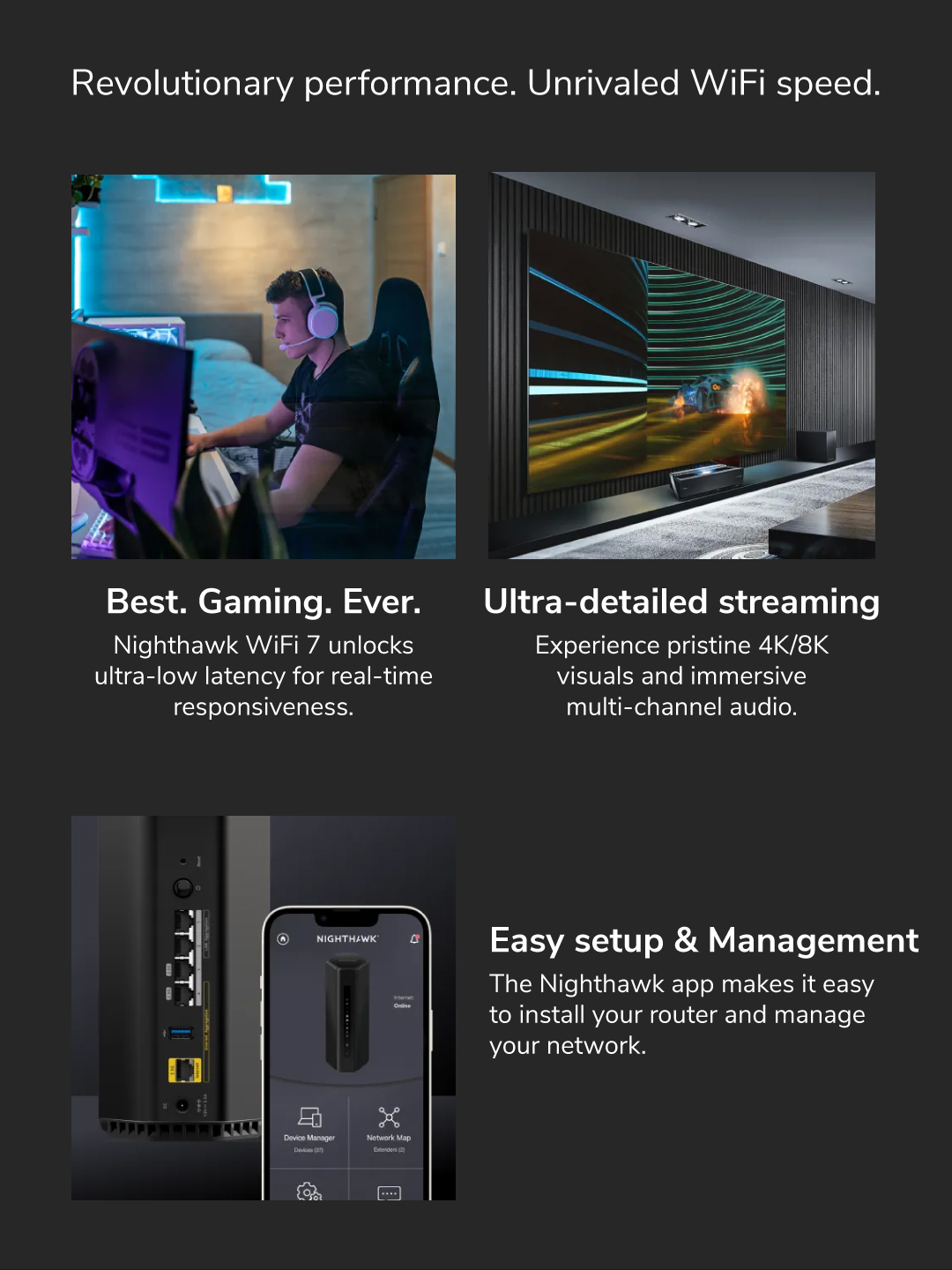 NETGEAR Nighthawk (RS300) WiFi 7 Router : Tri-Band, Up to 2,500 sq ft ...