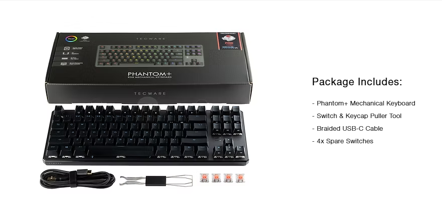 TECWARE Phantom + 104, RGB Mechanical Gaming Keyboard [4 Color Switches ...