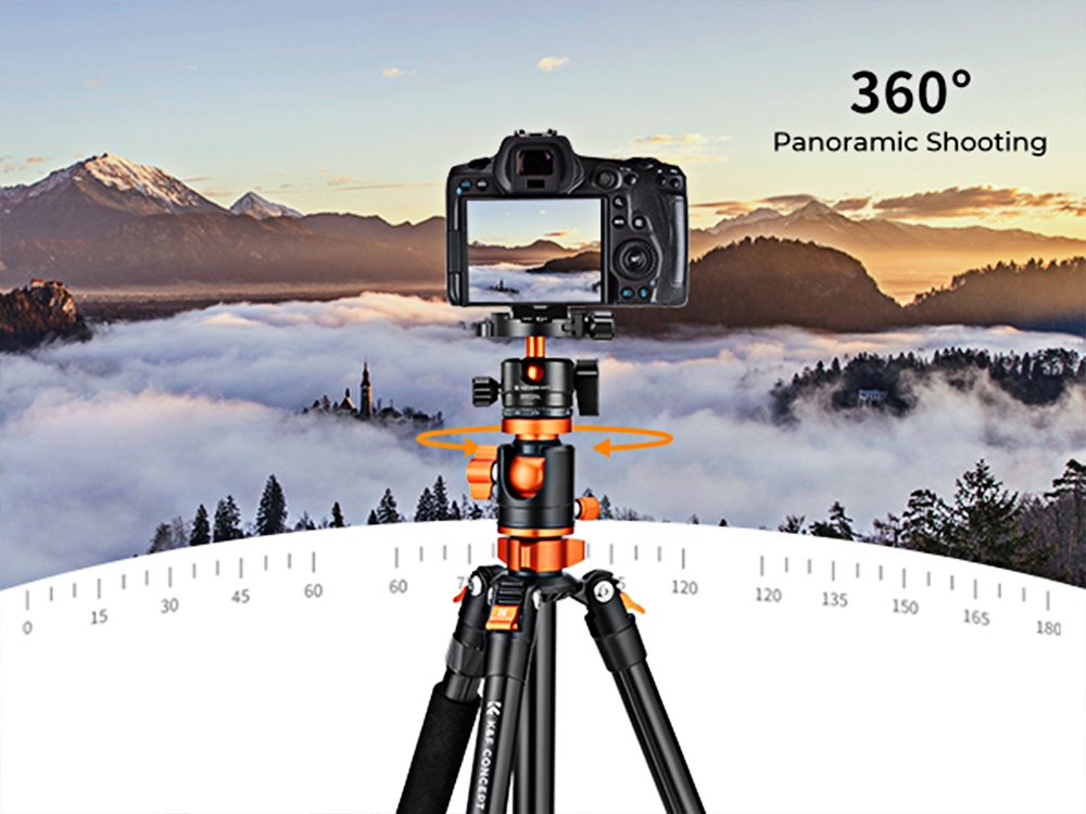 K&F CONCEPT 43-186cm T255A3+BH-28L Alloy Tripod Reversible/ Monopod ...
