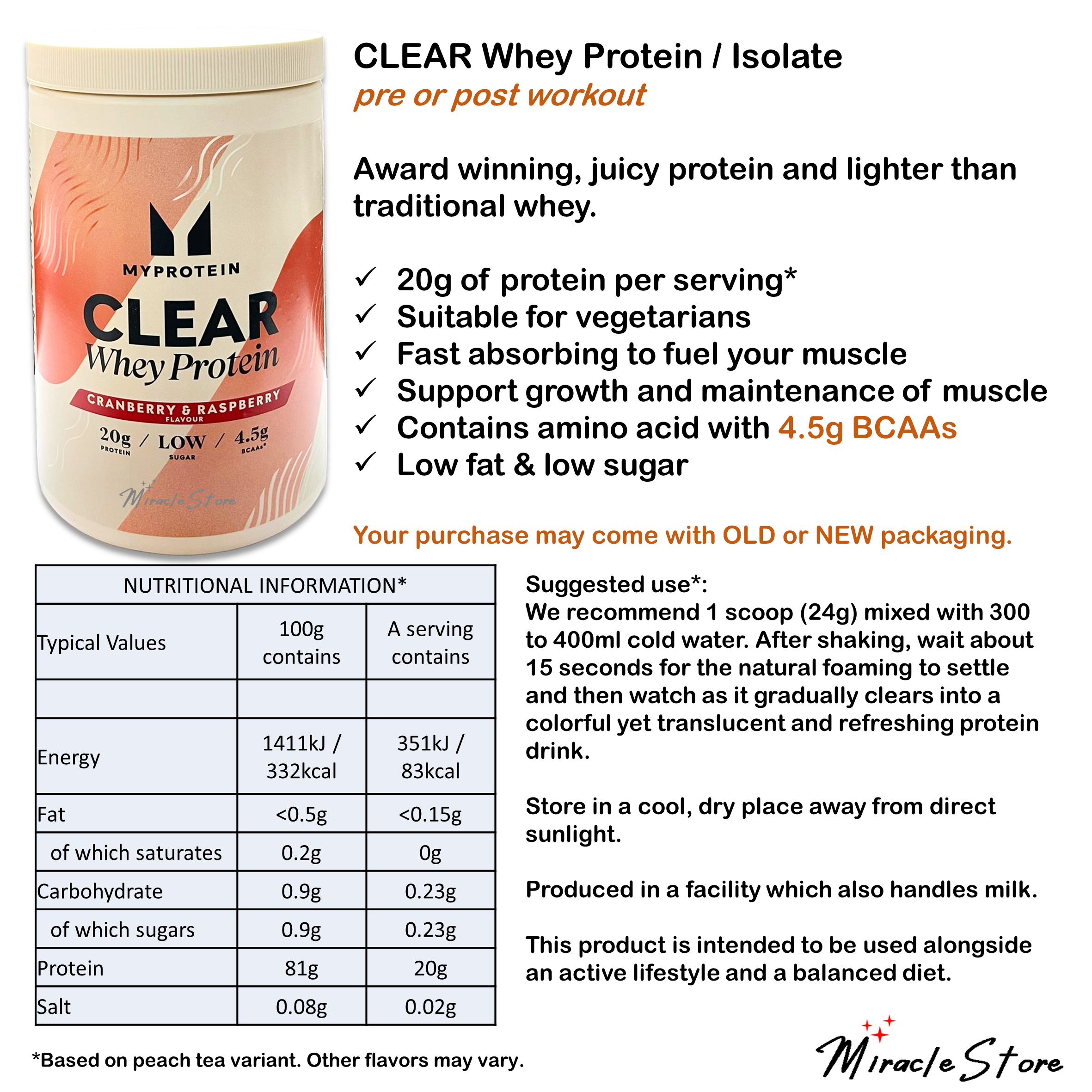 Myprotein Clear Whey Isolate Clear Whey Protein Powder 20servings Juicy ...