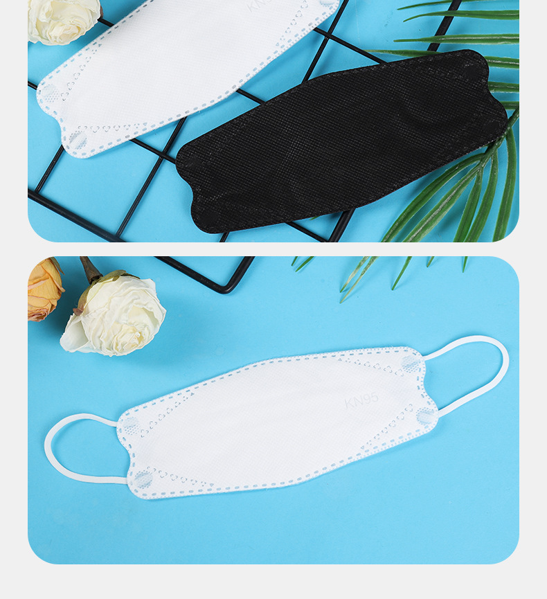 KN95 Mask 10 pcs pack Fish-Shaped 3D Face Mask Black White KF94 Dust ...