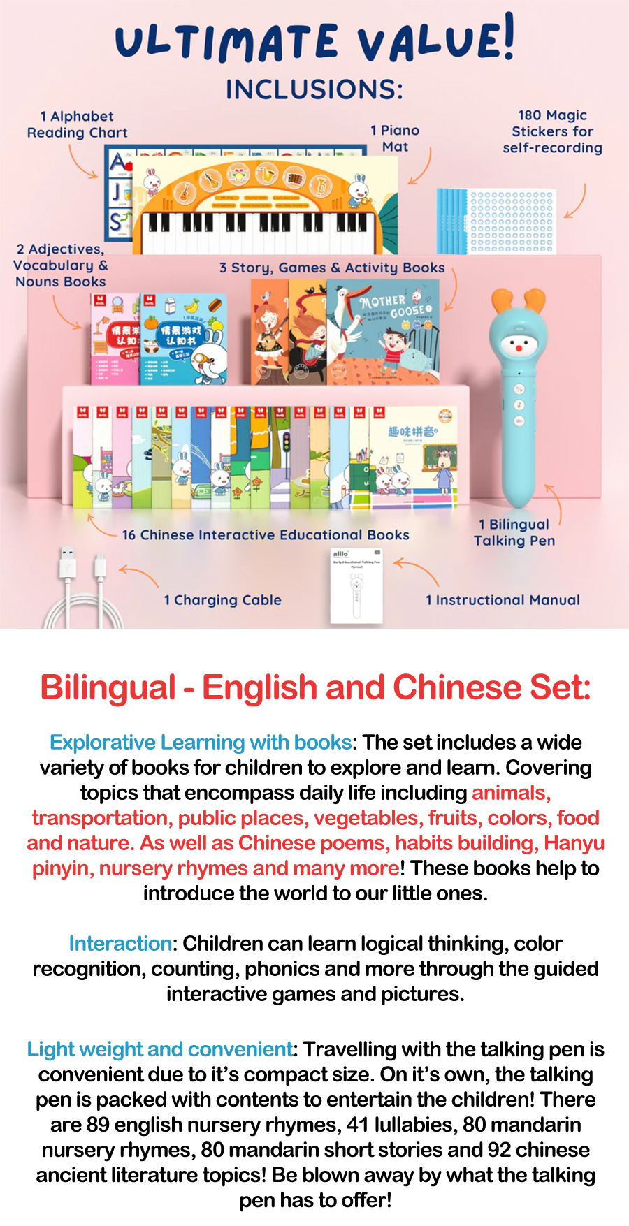 Alilo Early Educational Talking Pen (English/ Bilingual Set) | Shopee ...