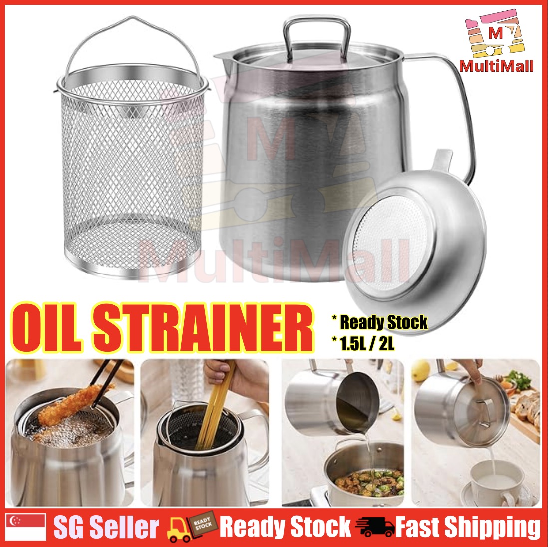 304 Stainless Steel Oil Strainer Stainless Steel Oil Drainer Pot ...